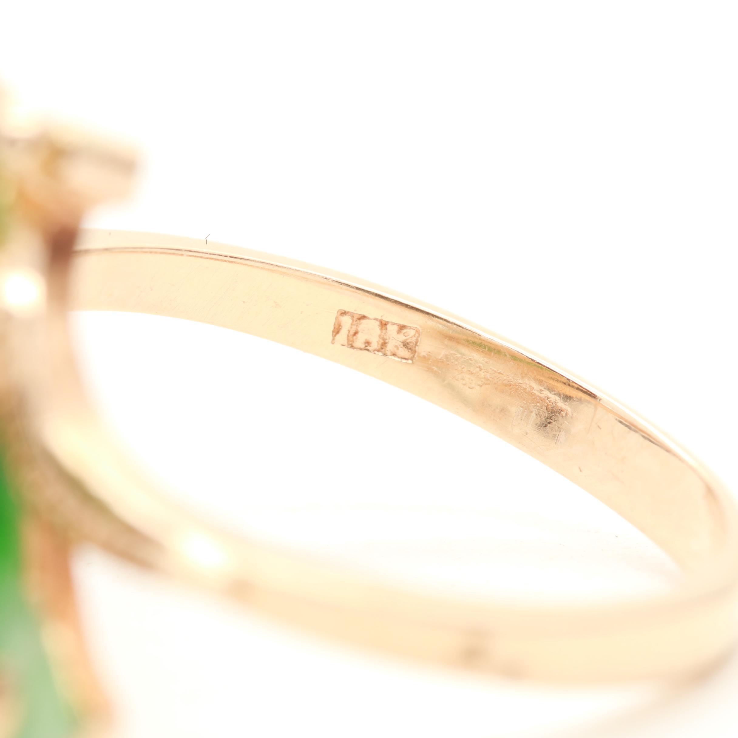 10K Yellow Gold Carved Jadeite Ring | EBTH