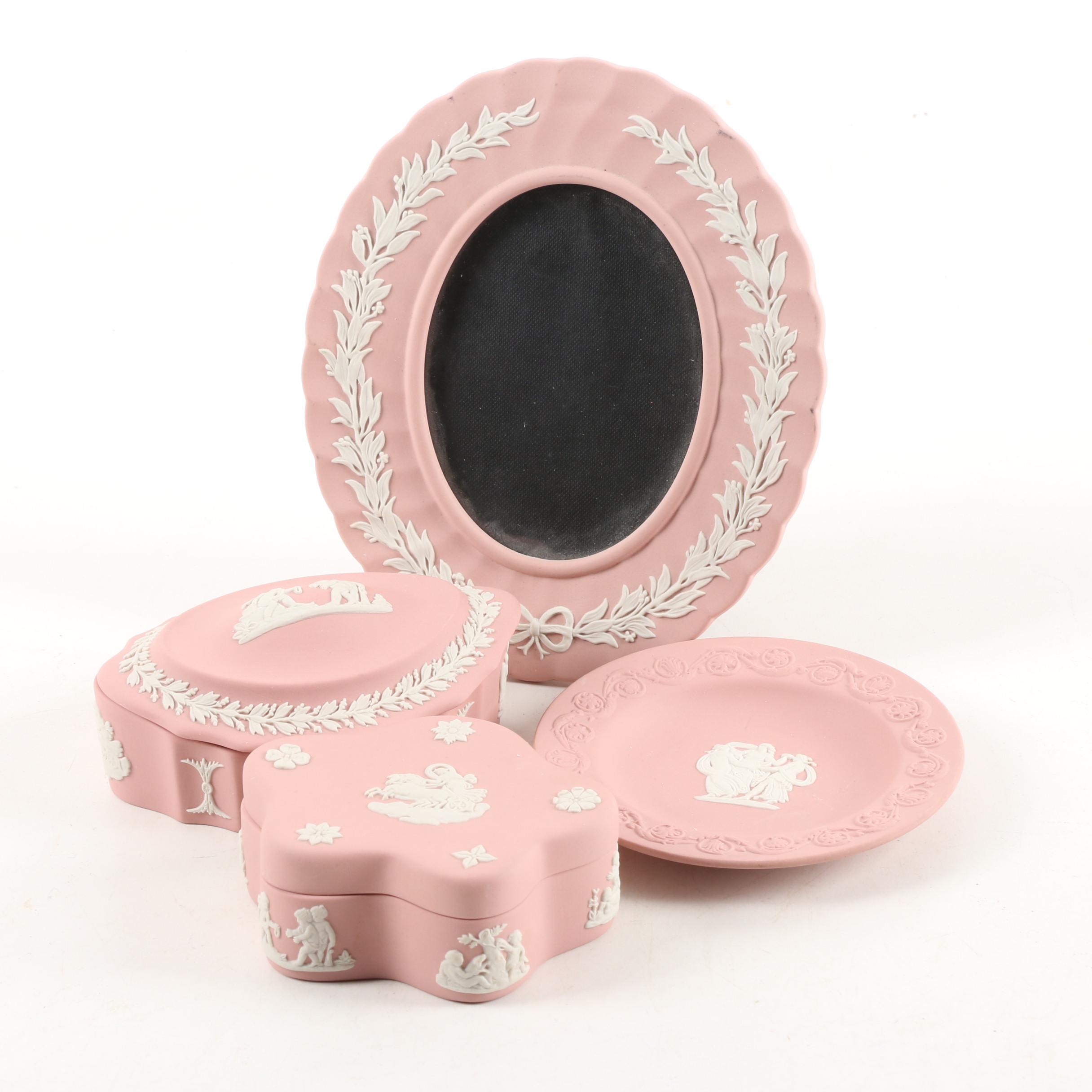 Wedgwood Pink Jasperware Picture Frame and Trinket Boxes | EBTH