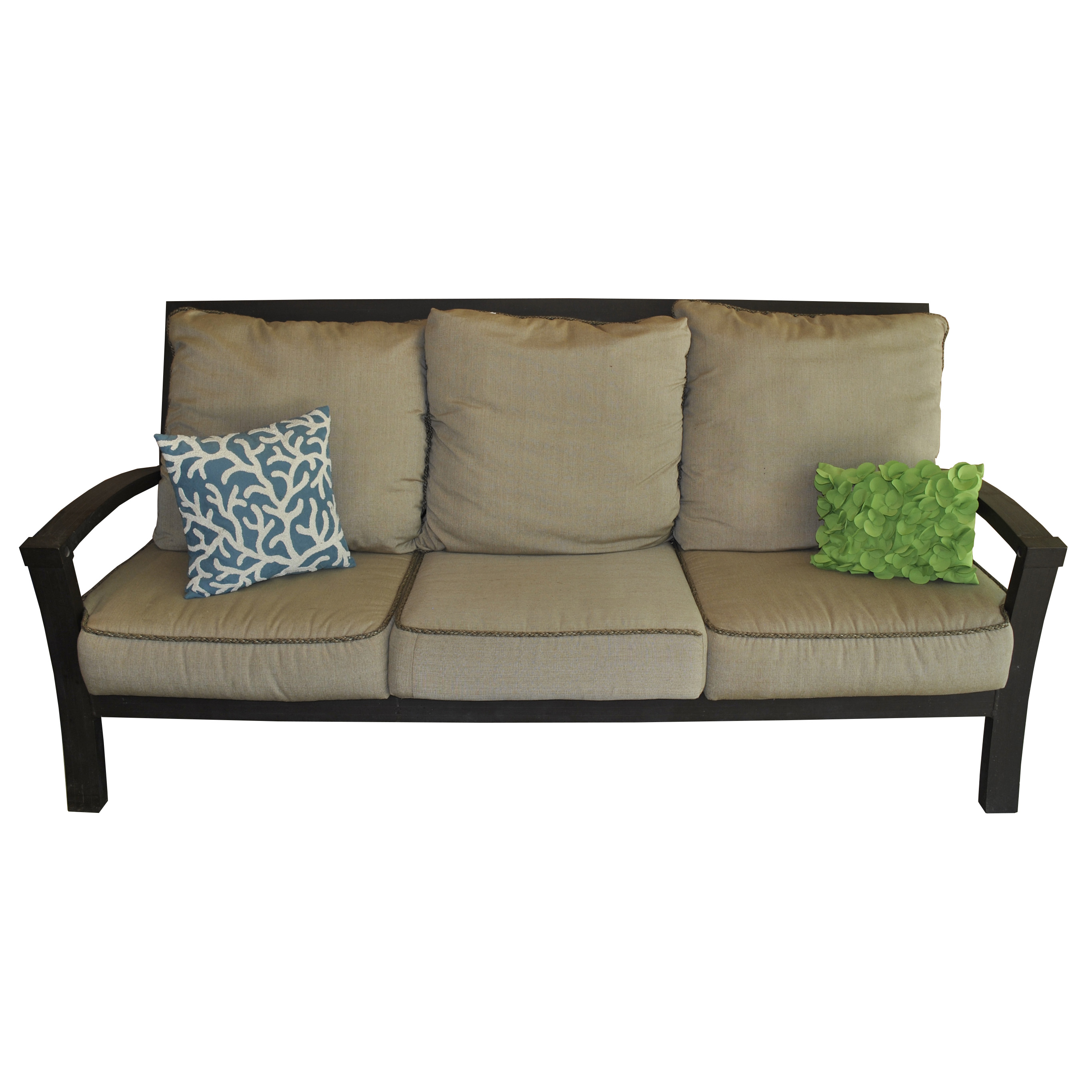 Mallin Atlantis Collection Three Cushion Patio Sofa with Brown Metal ...