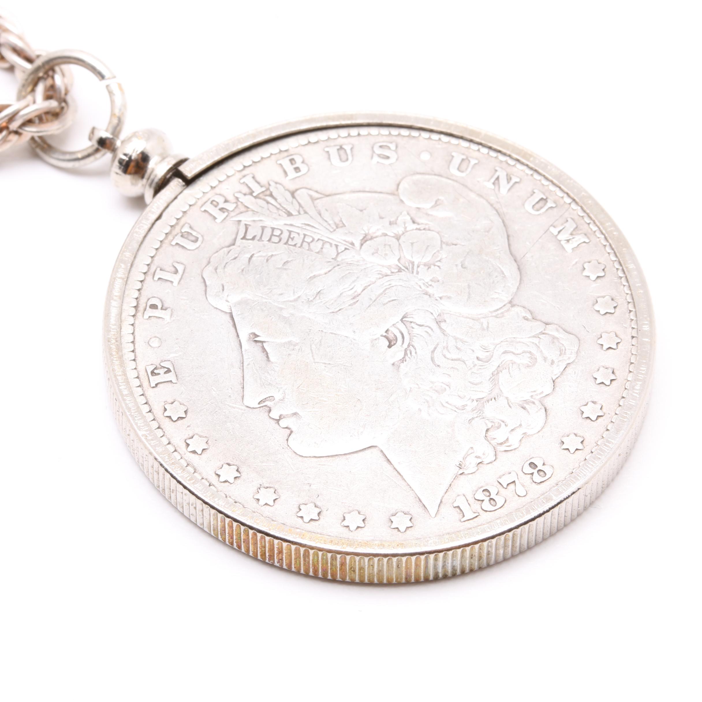 Sterling Silver 1878 Silver Morgan Dollar Pendant Necklace | EBTH