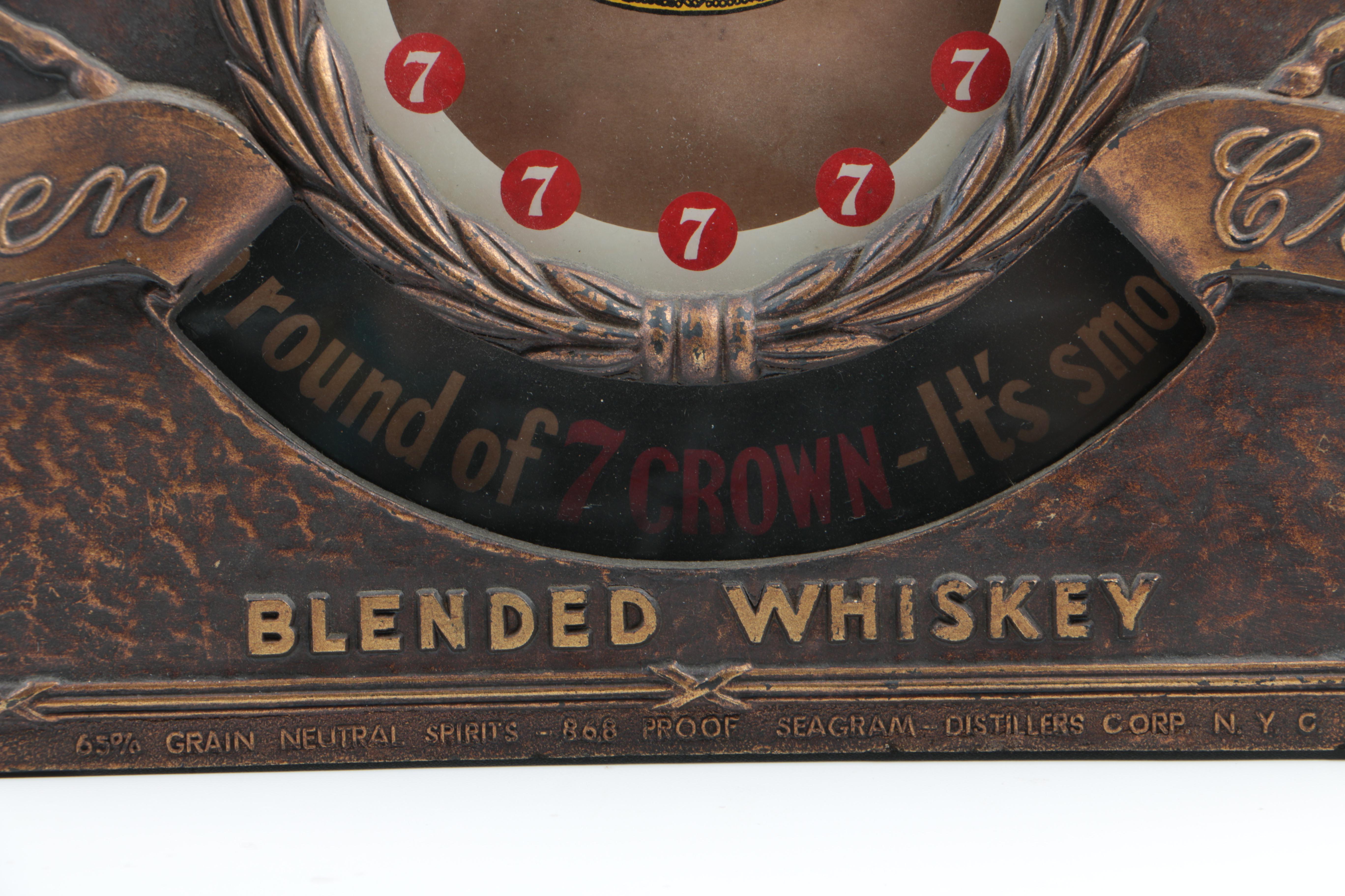 Vintage Seagrams "Seven Crown" Light Up Rotating Clock Sign | EBTH
