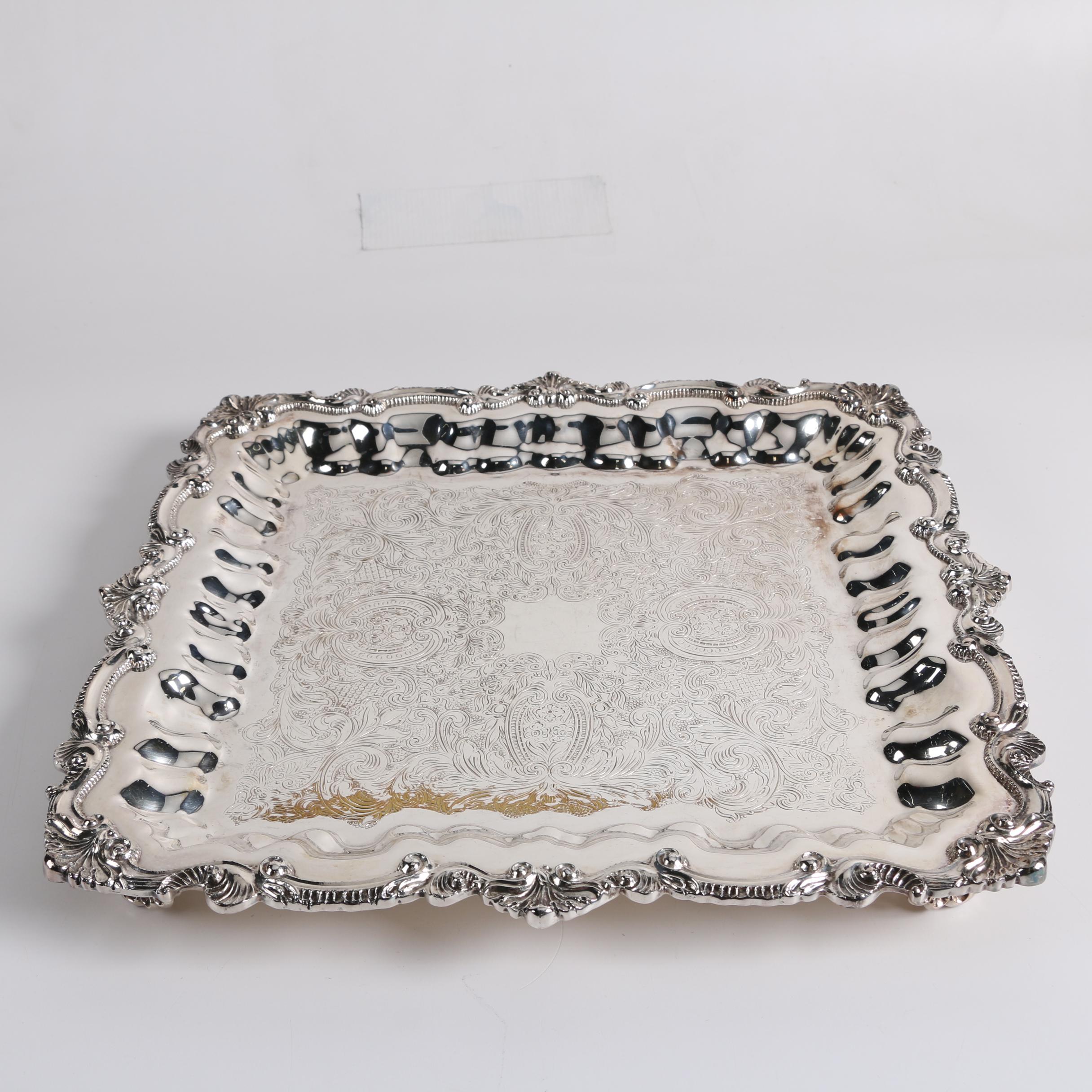 Wallace Silver Plate Serving Tray with Two-Tiered Silver Plate Dessert ...