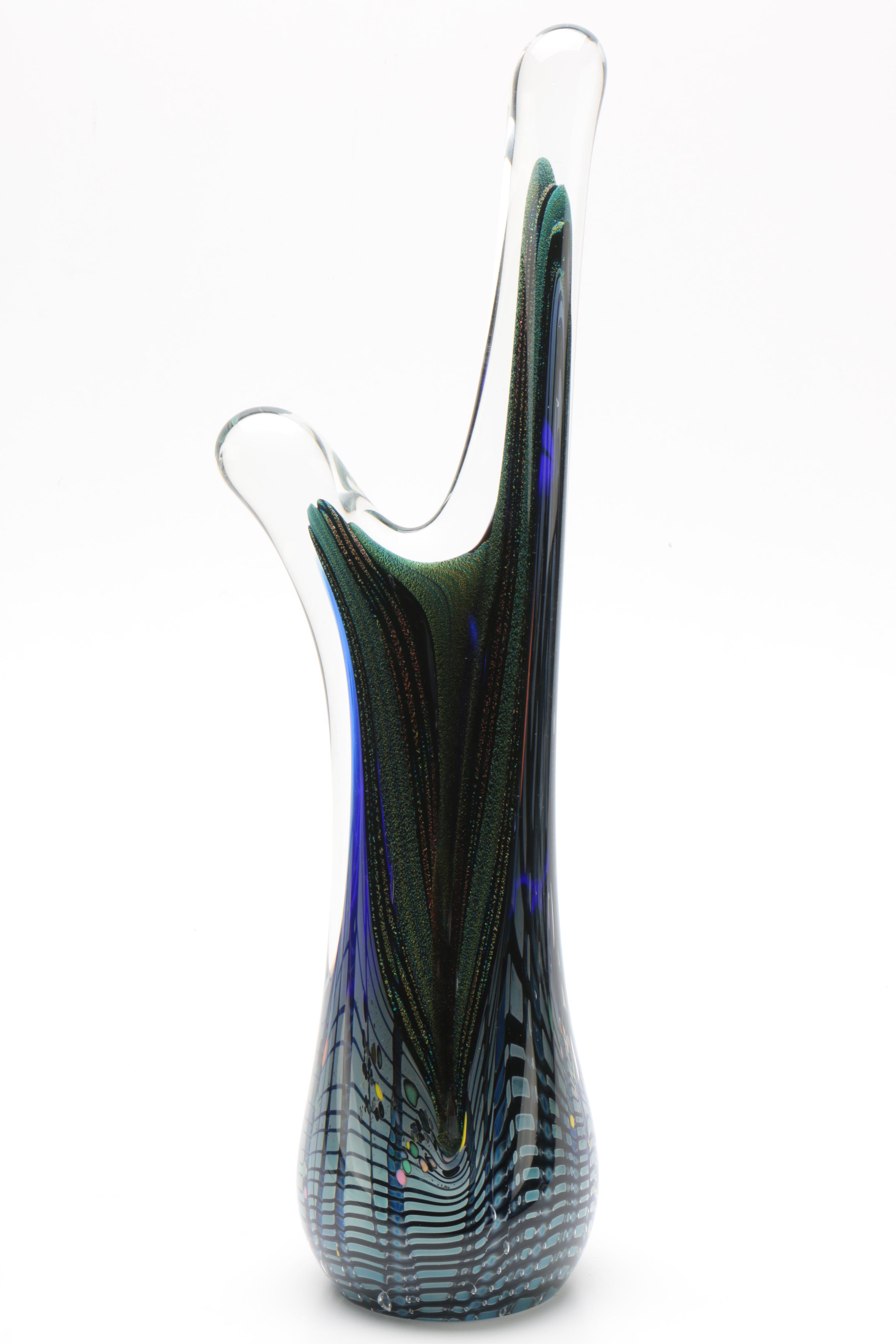 Rollin Karg Glass Sculpture with Blown Glass Bowl | EBTH