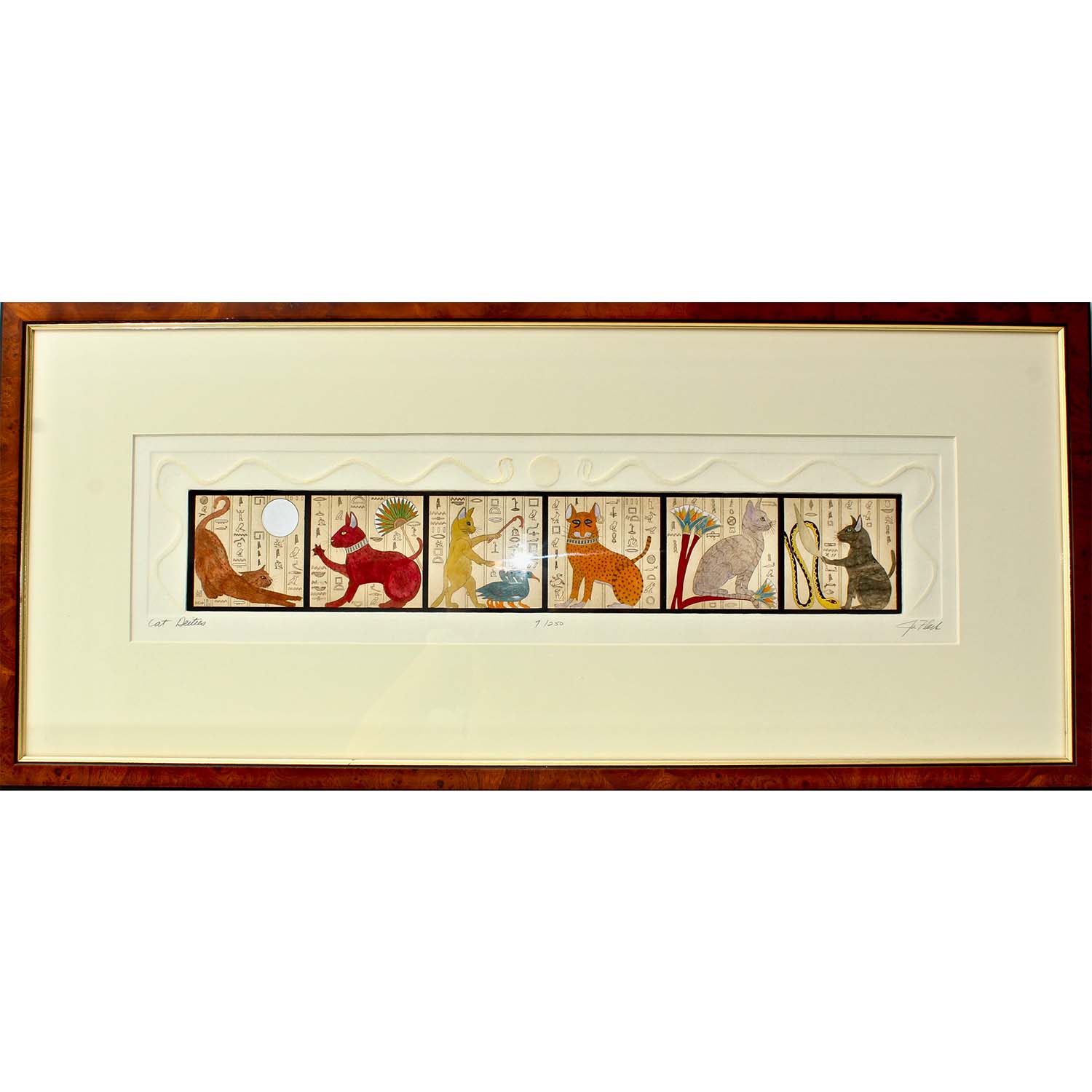Jan Fleck Signed Original Hand-Colored Etching "Cat Deities" | EBTH