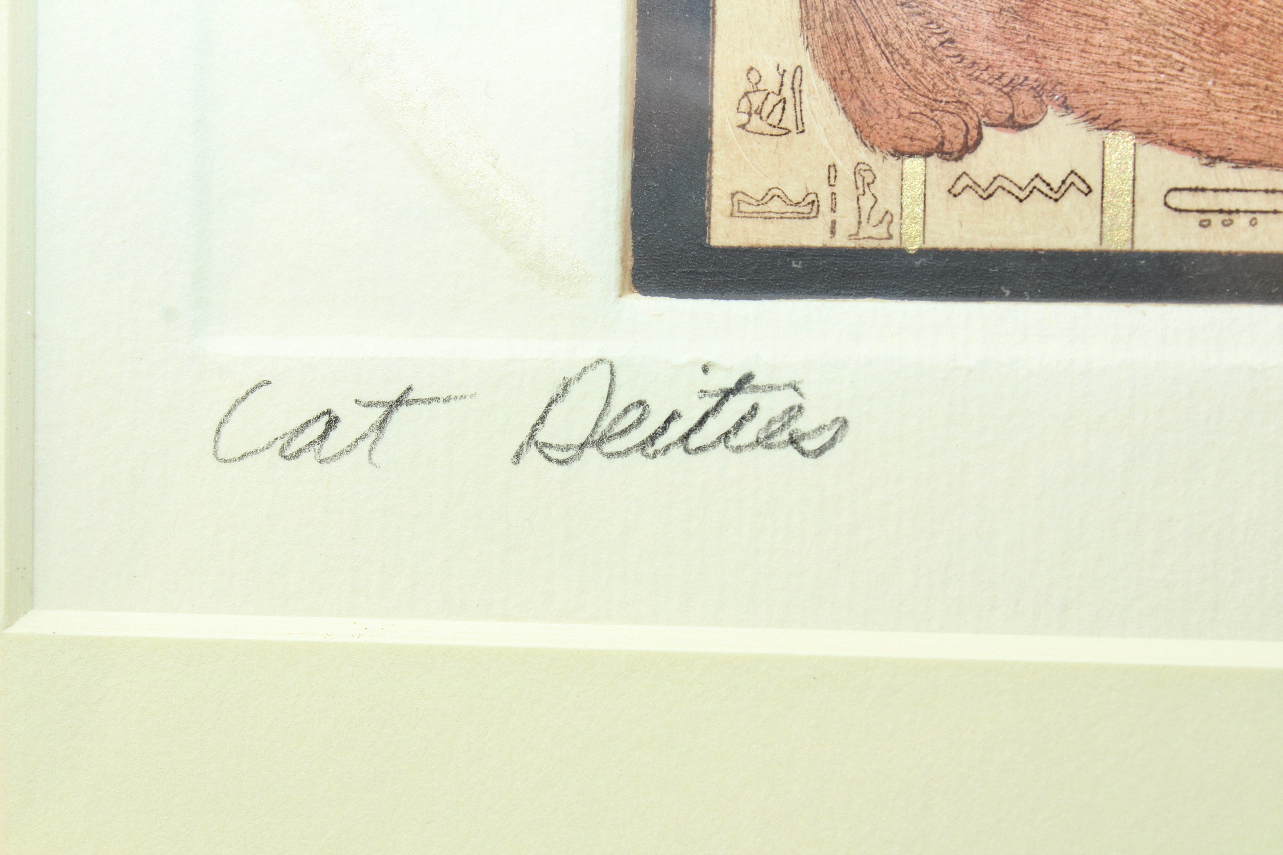 Jan Fleck Signed Original Hand-Colored Etching "Cat Deities" | EBTH