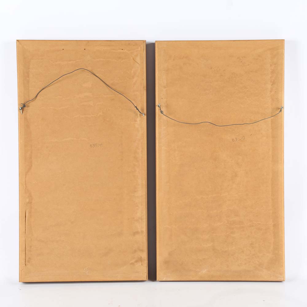 Pair of Mid-Century Modern Style Tribal Offset Lithographs | EBTH