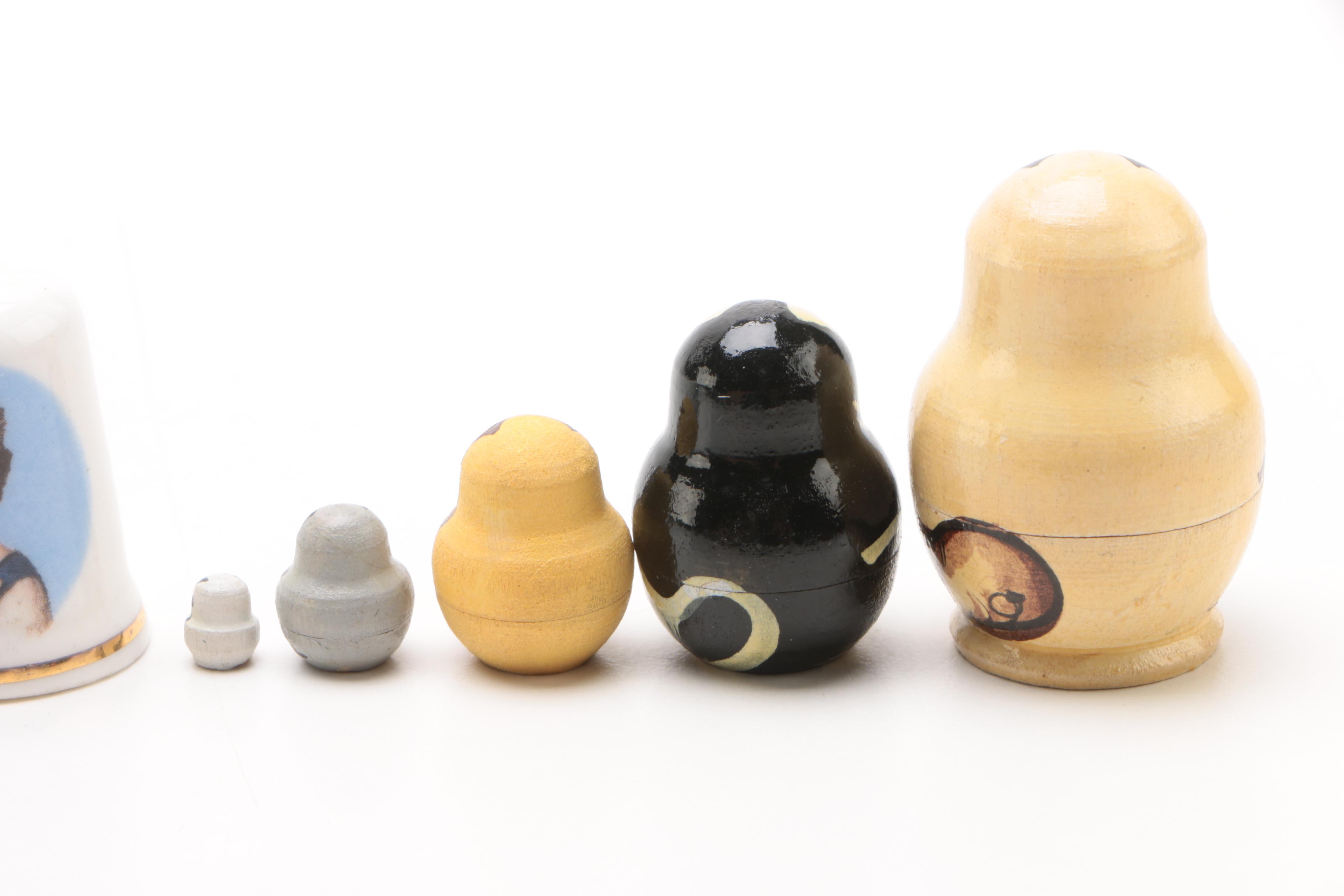 St. George Souvenir English Monarchy Thimbles and Feline Matryoshka ...