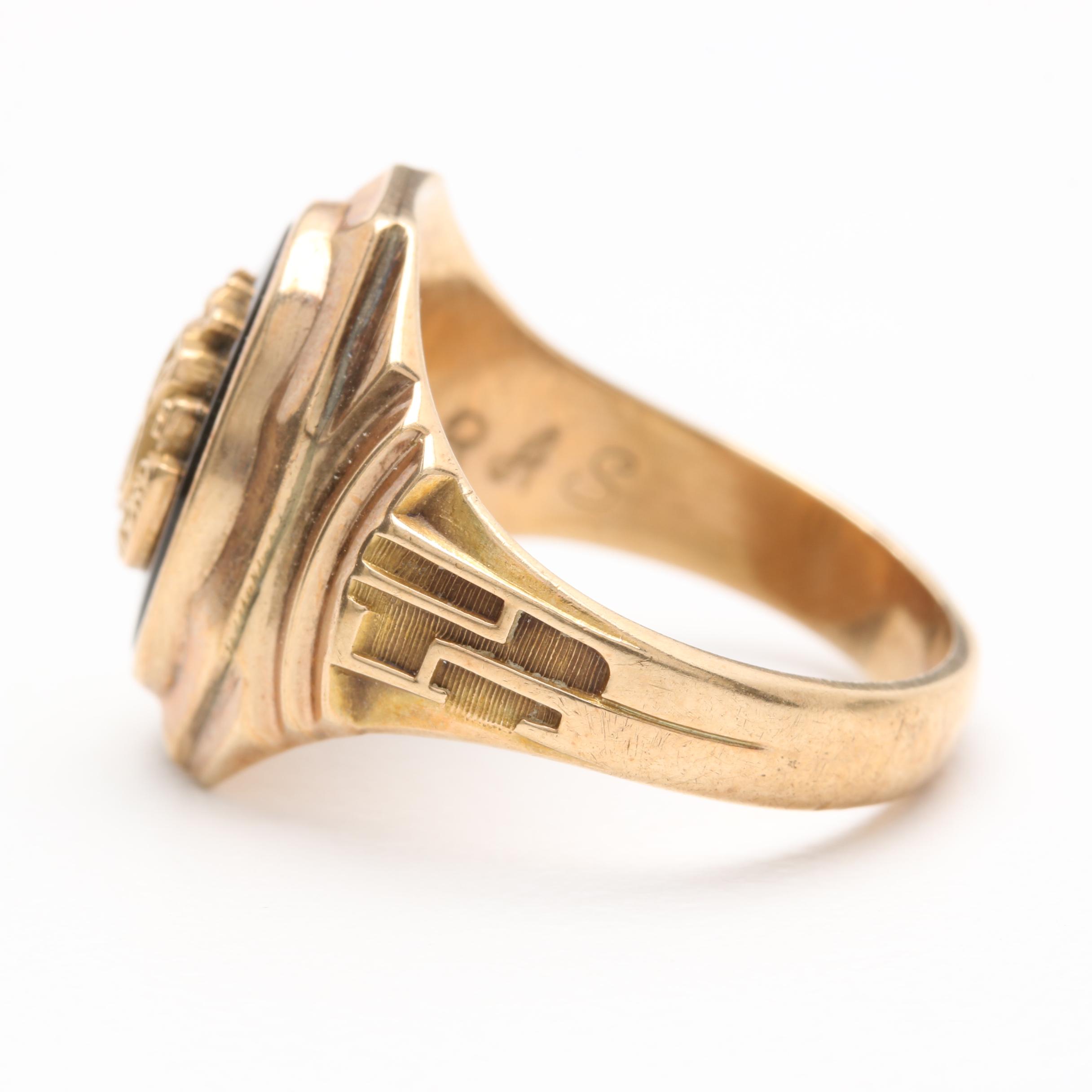 10K Yellow Gold Black Onyx Class Ring | EBTH