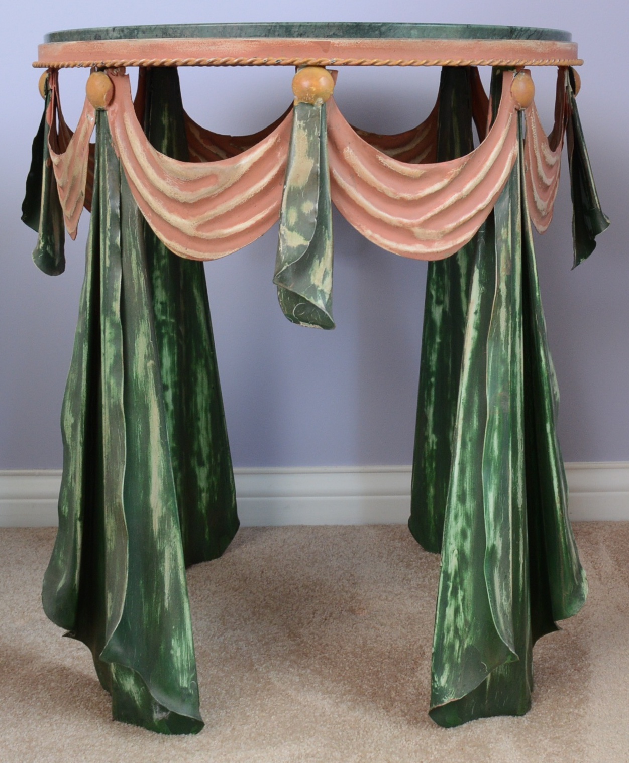 Marble Top and Metal Work Side Table with Lamp | EBTH