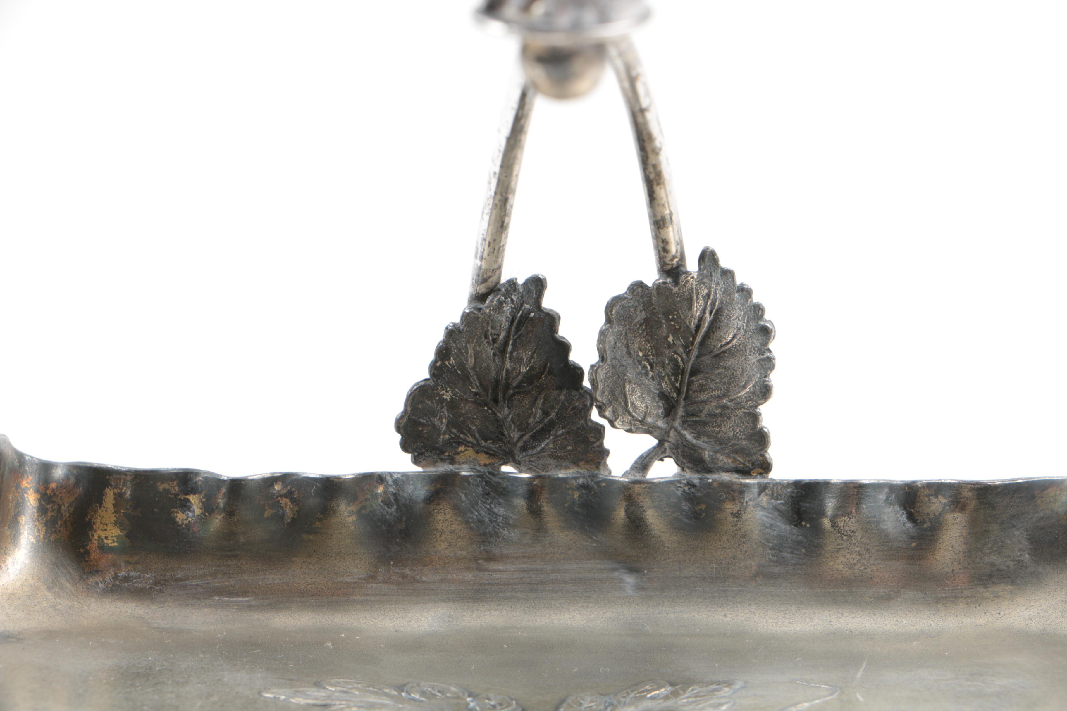 Pairpoint Silver Plate Calling Card Tray with Figural Bird Handle | EBTH