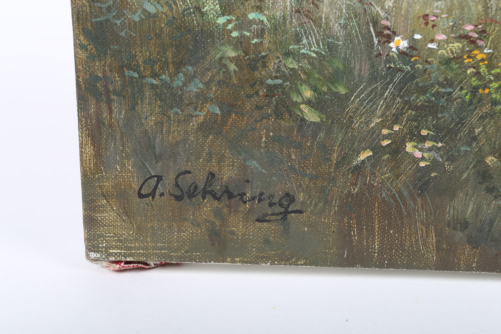 Adolf Sehring Oil Painting of Children in Meadow | EBTH