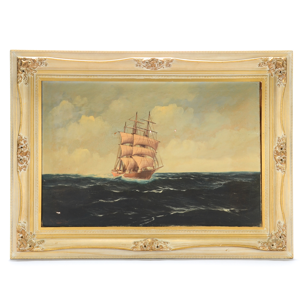 Alfred Gabali Original Maritime Oil Painting on Canvas | EBTH