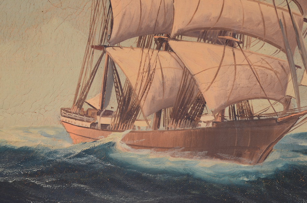 Alfred Gabali Original Maritime Oil Painting on Canvas | EBTH