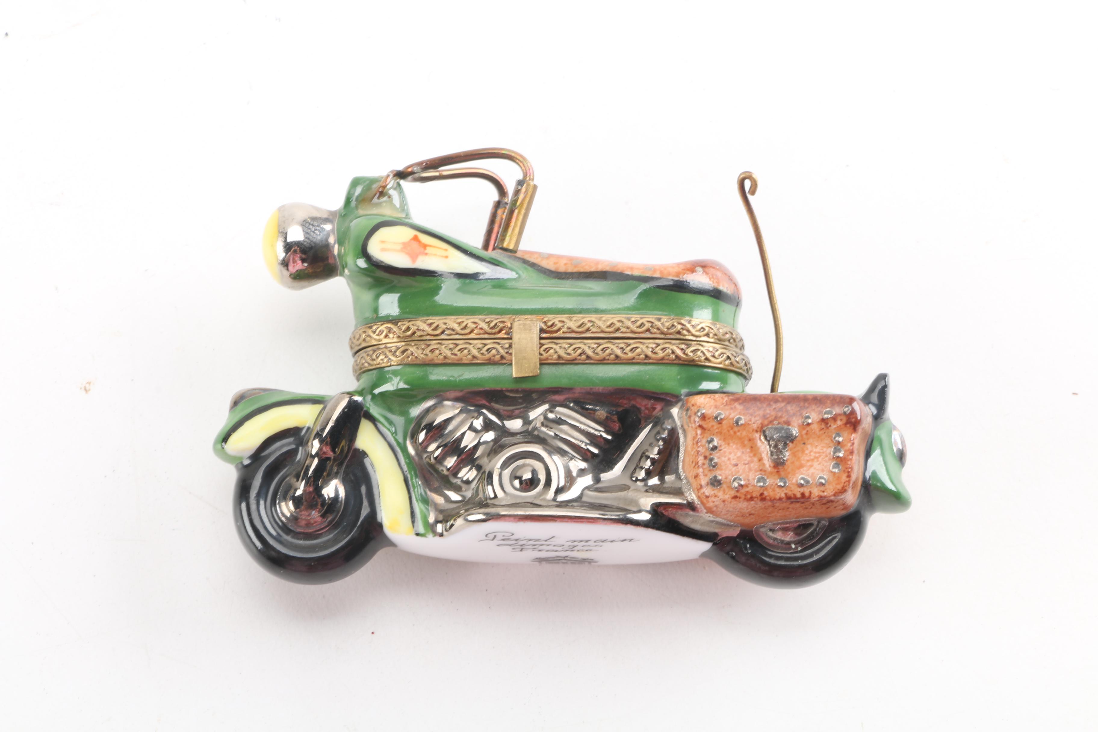 La Gloriette Limoges Porcelain Motorcycle Trinket Box | EBTH