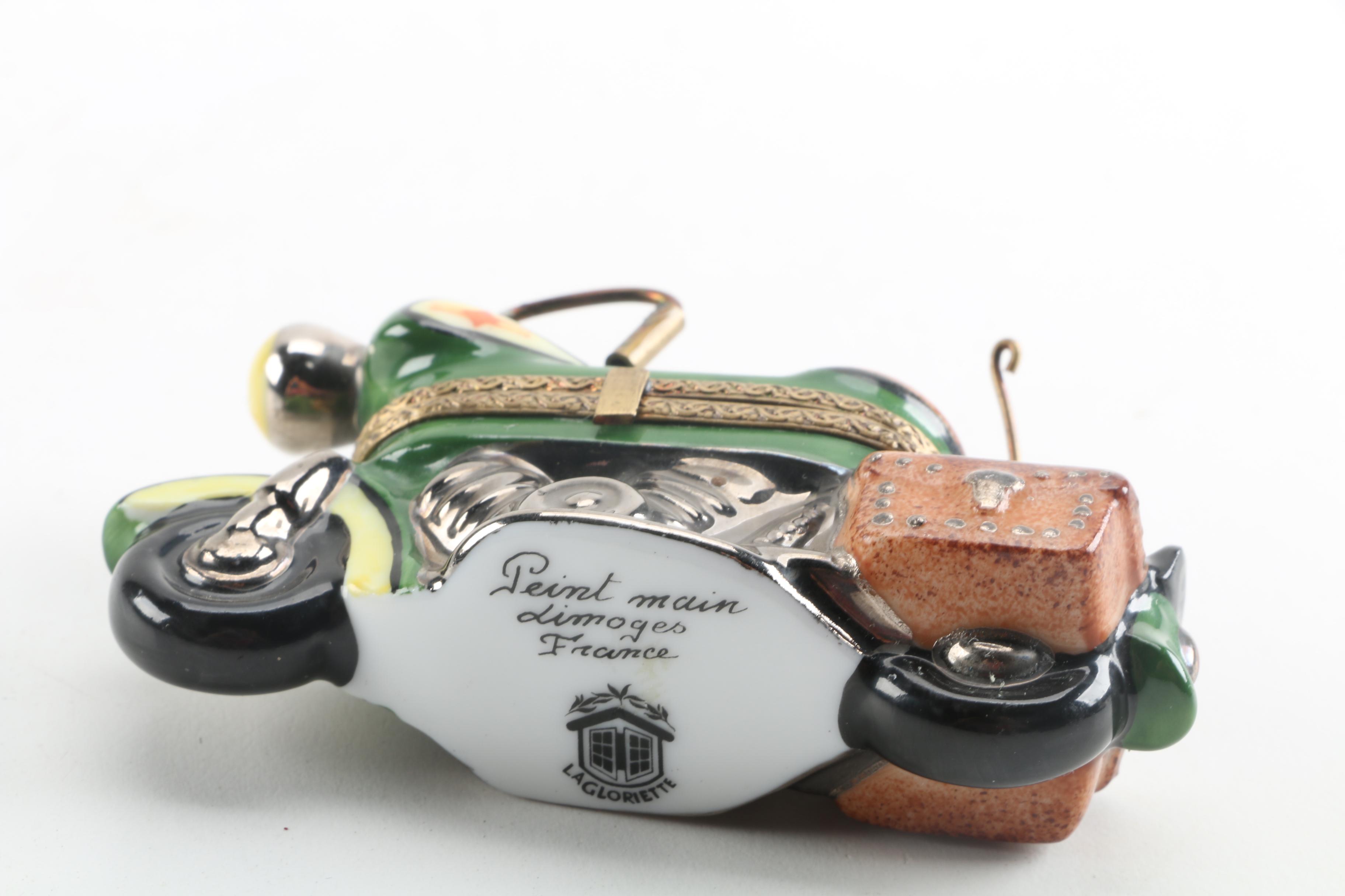 La Gloriette Limoges Porcelain Motorcycle Trinket Box | EBTH