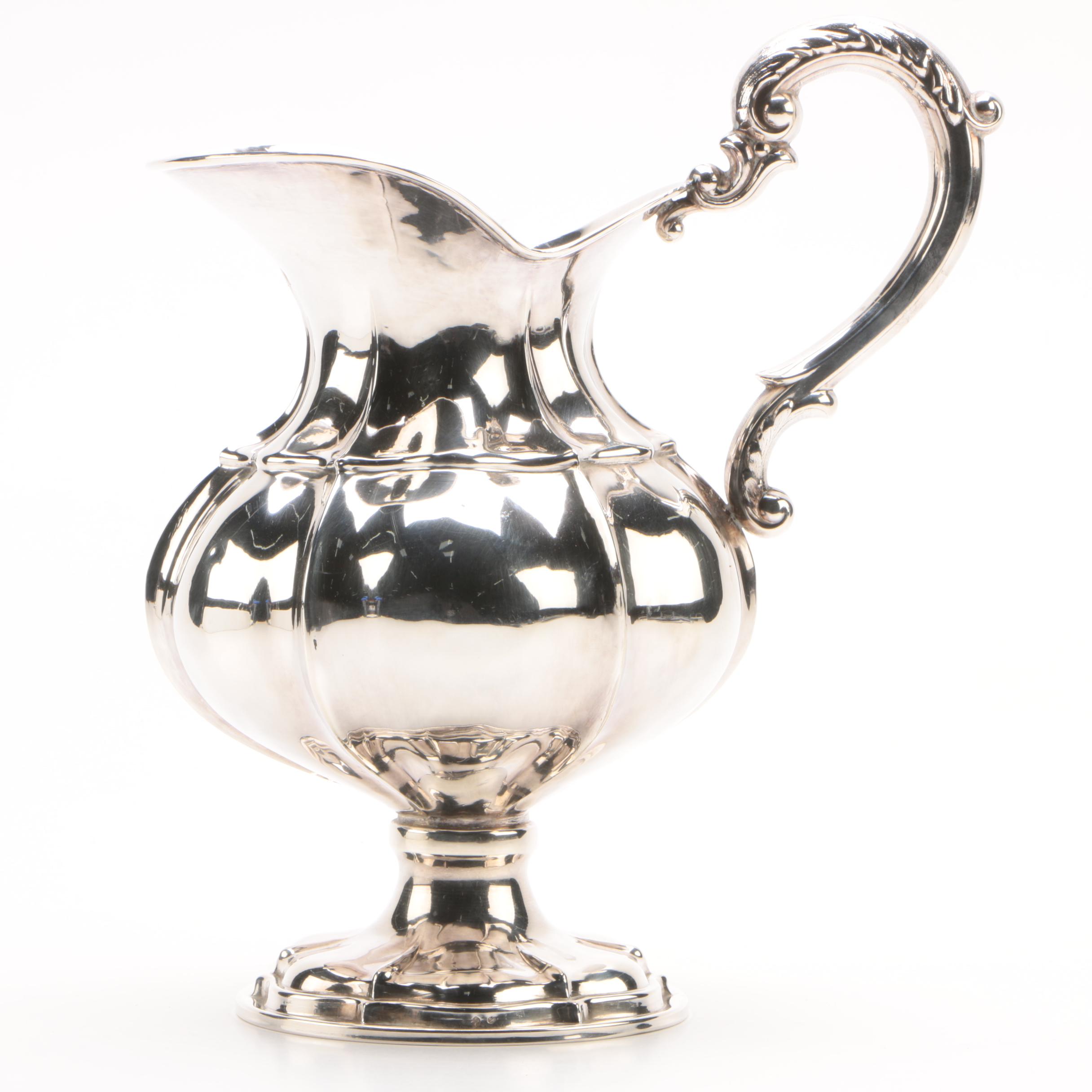 Vintage Spanish 915 Silver Pitcher with Scrolled Acanthus Motif Handle ...