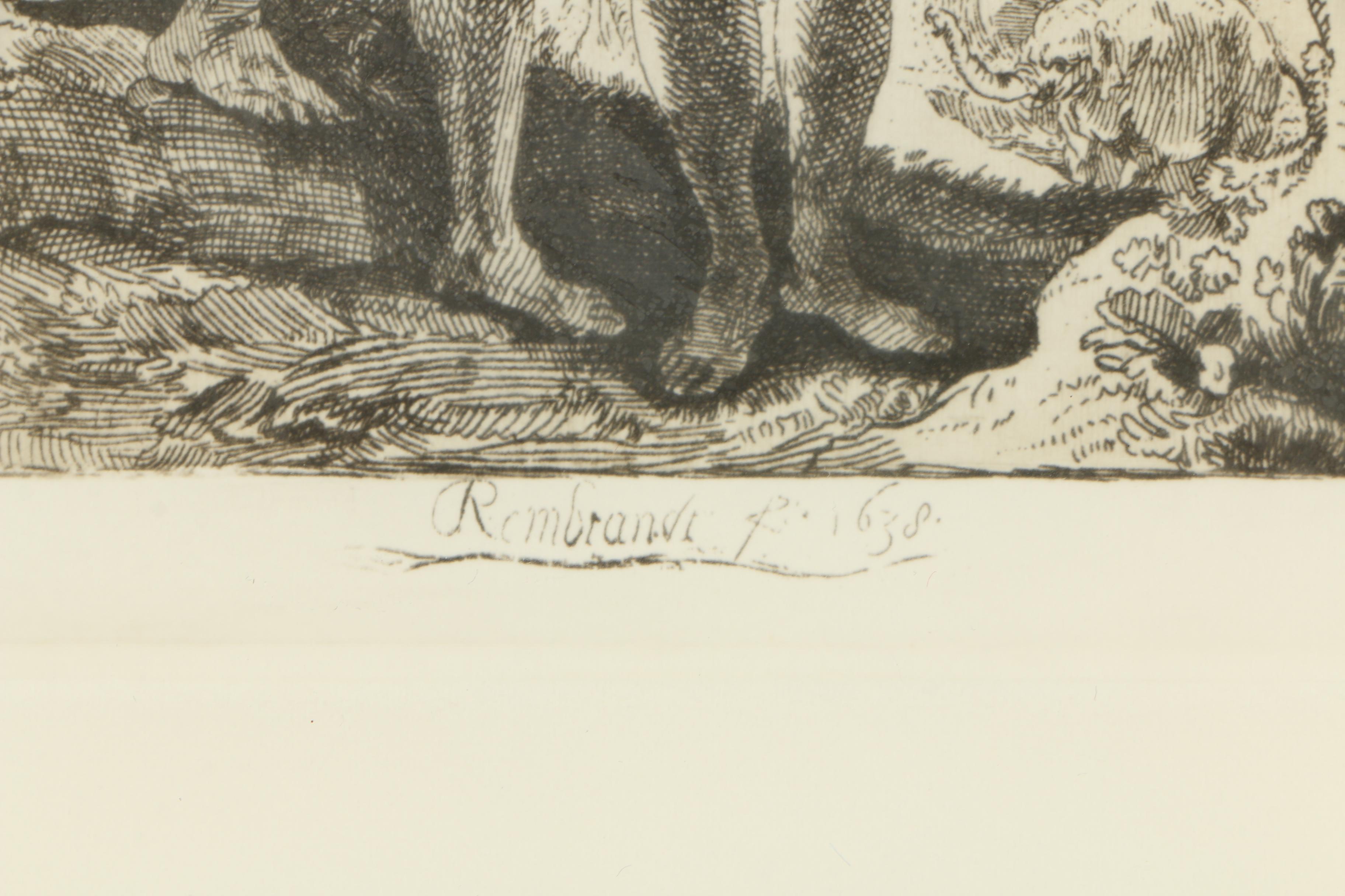 Etching After Rembrandt van Rijn "Adam and Eve" | EBTH
