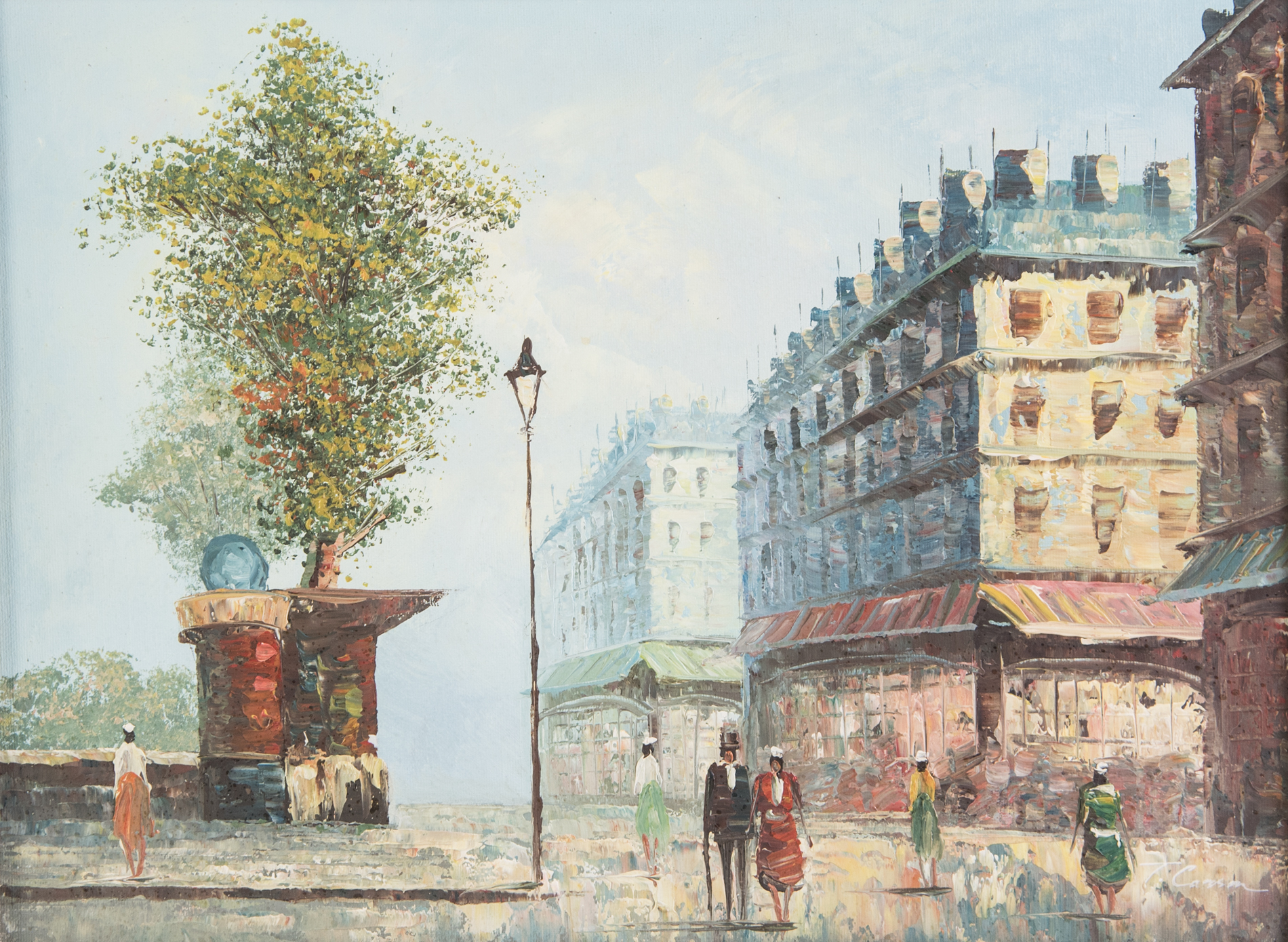 Original T. Carson Oil on Canvas Impressionist Painting of a Parisian ...