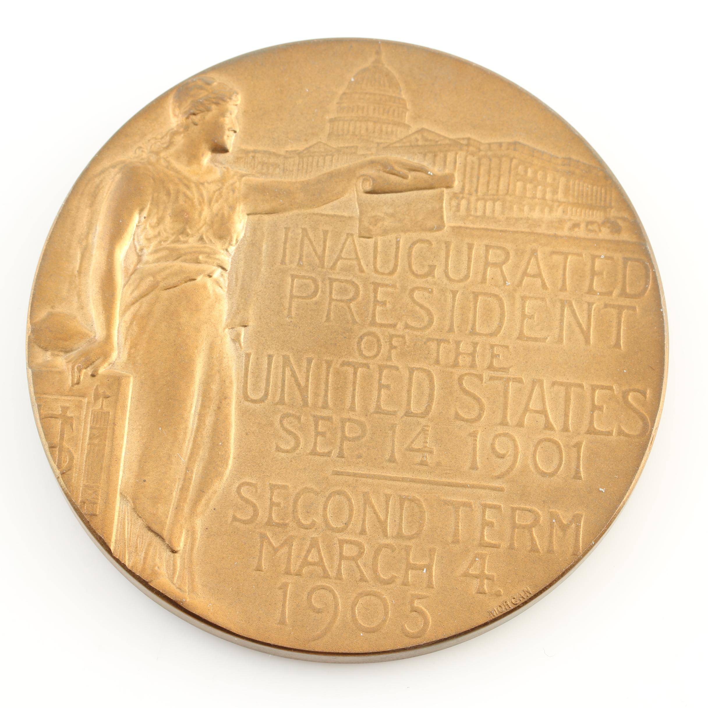 Theodore Roosevelt Inauguration 1901 and 1905 Commemorative Bronze ...