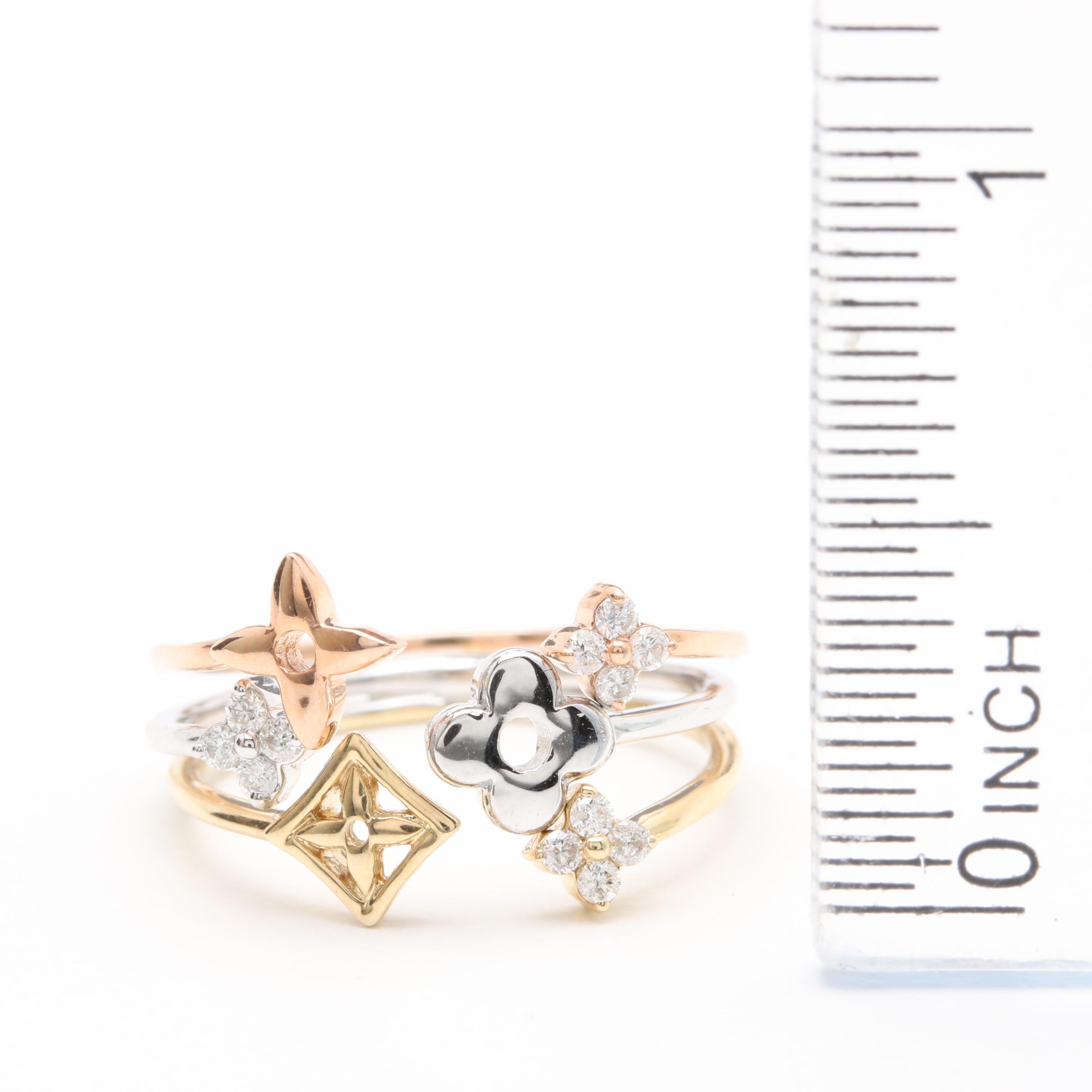 14K Tri-Gold Diamond Expandable Ring | EBTH