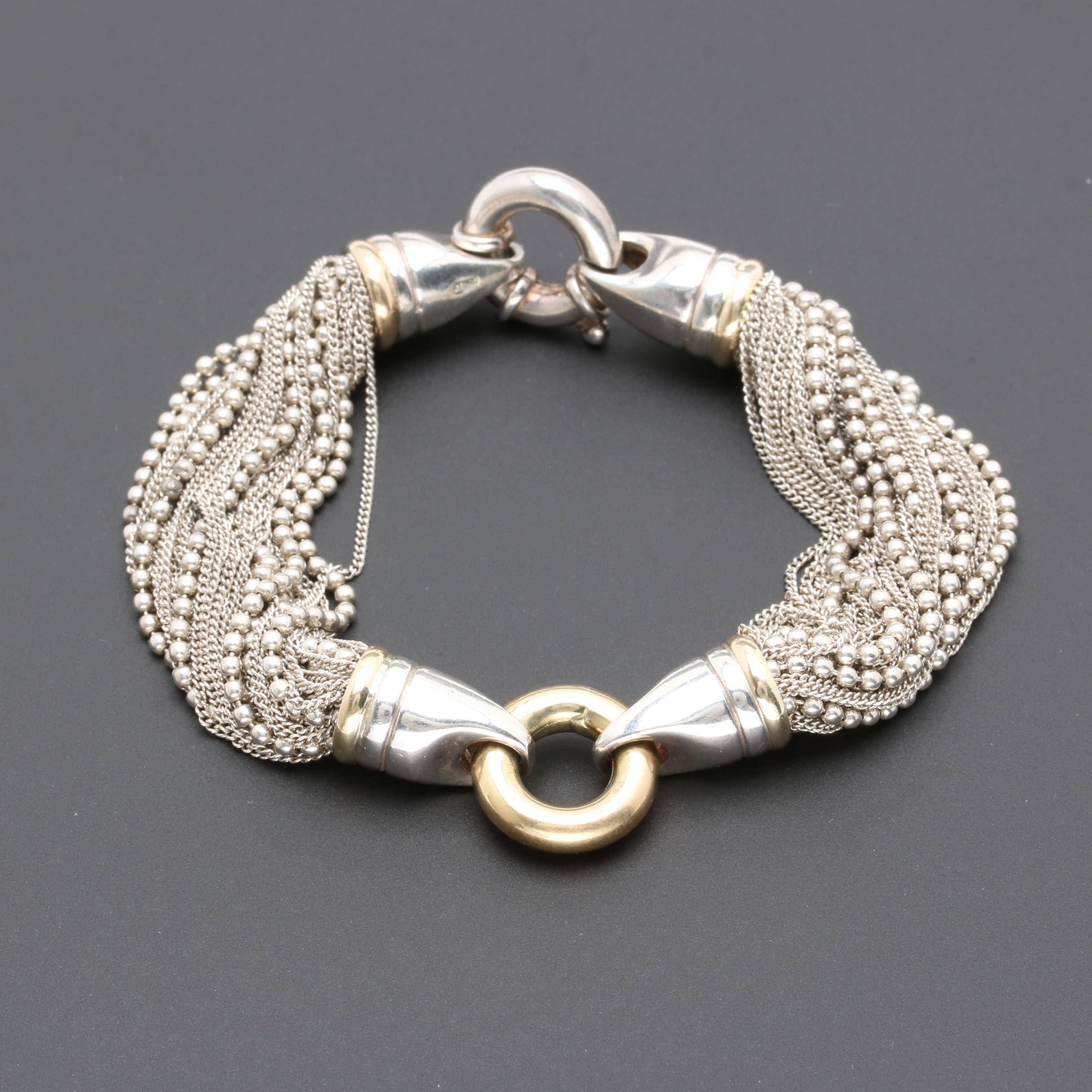 Italian Sterling Silver Bracelet with 18K Yellow Gold Accents | EBTH