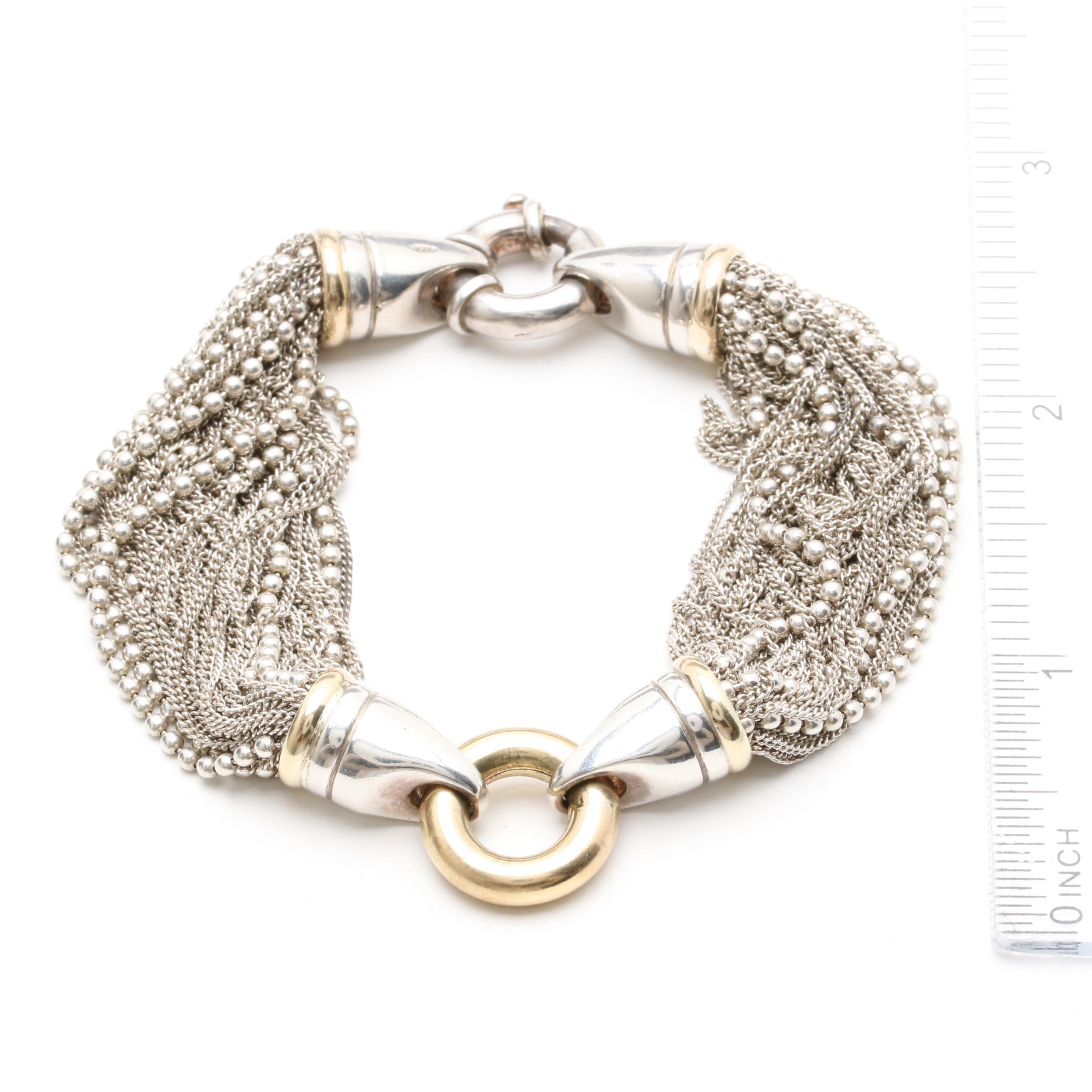 Italian Sterling Silver Bracelet with 18K Yellow Gold Accents | EBTH