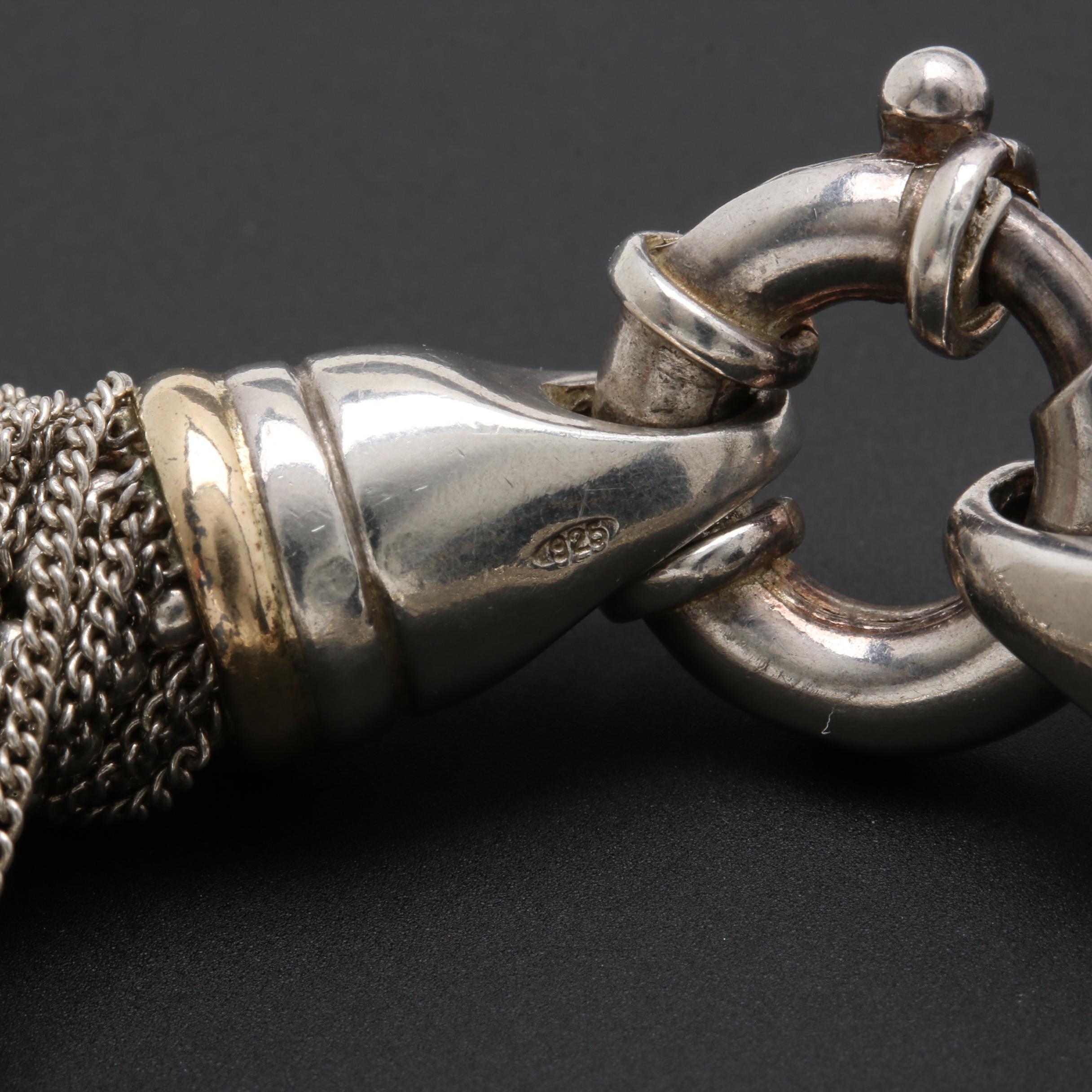 Italian Sterling Silver Bracelet with 18K Yellow Gold Accents | EBTH