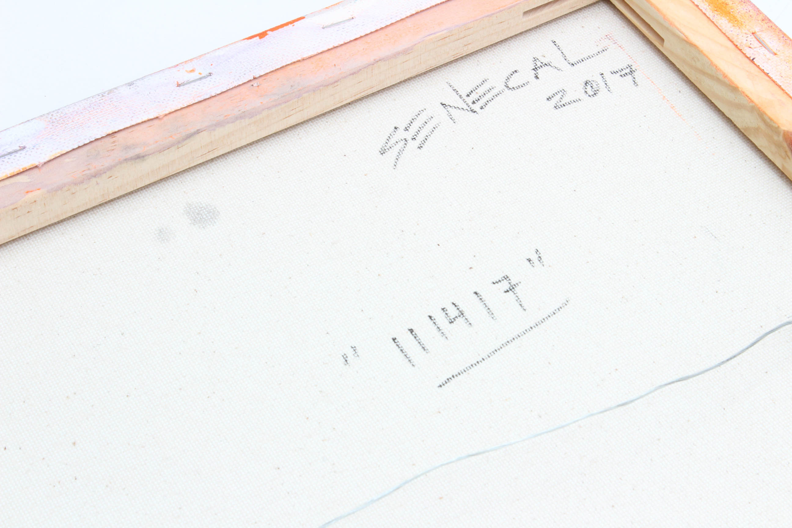 Three David Senecal Acrylic and Watercolor Abstract Paintings on Canvas ...