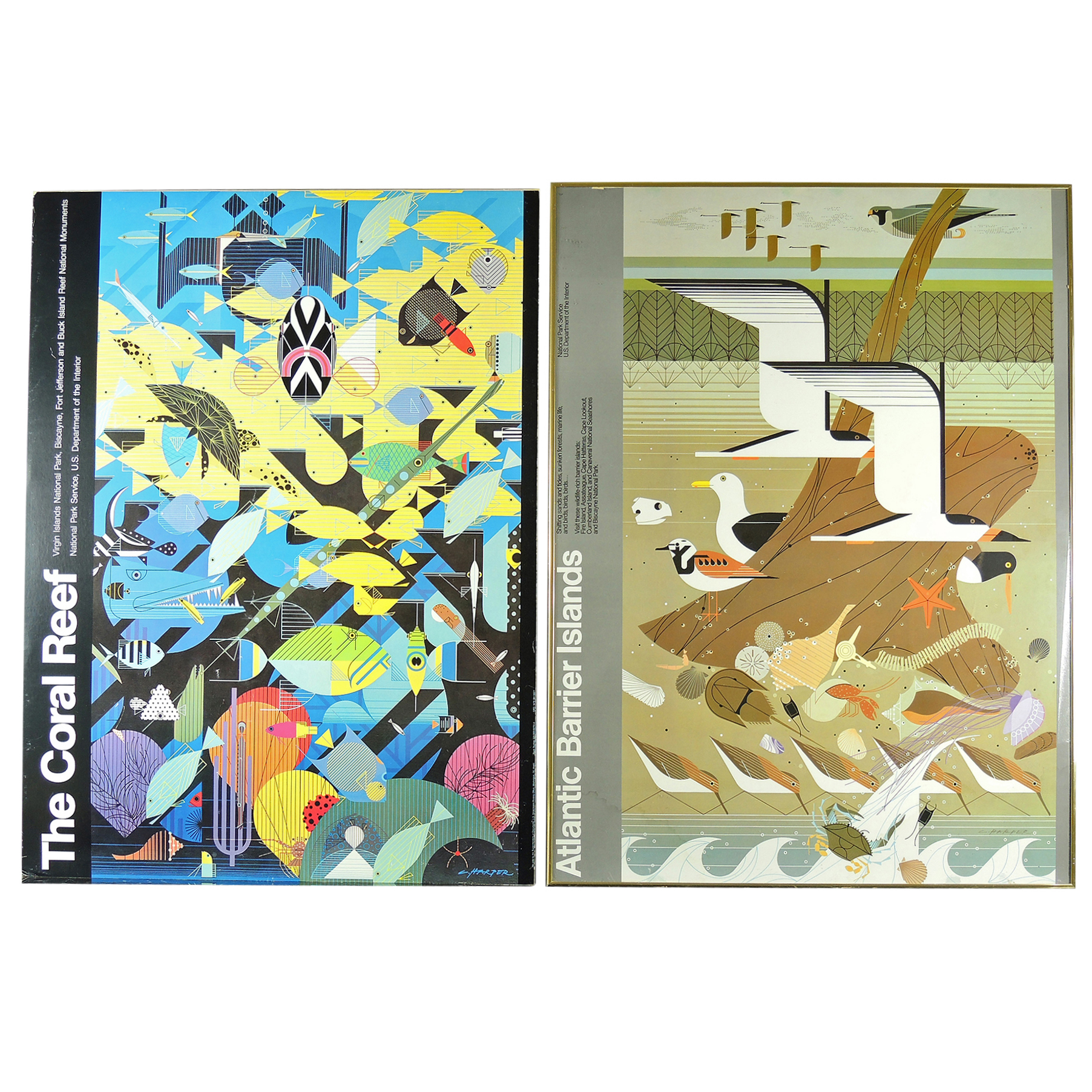 Charley Harper Posters "The Coral Reef" and "Atlantic Barrier Islands ...