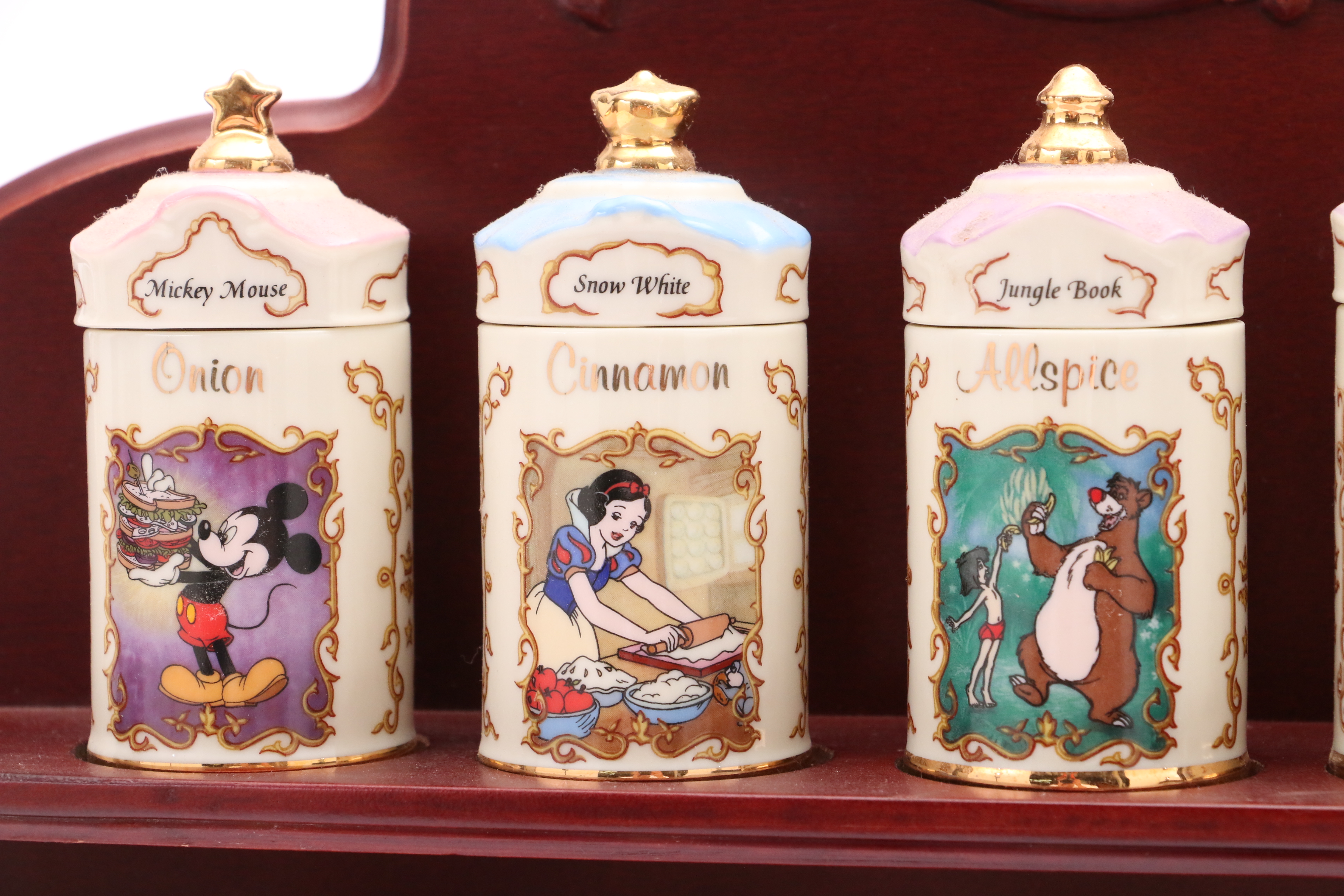 Lenox Walt Disney Spice Jar Collection with Wooden Rack | EBTH