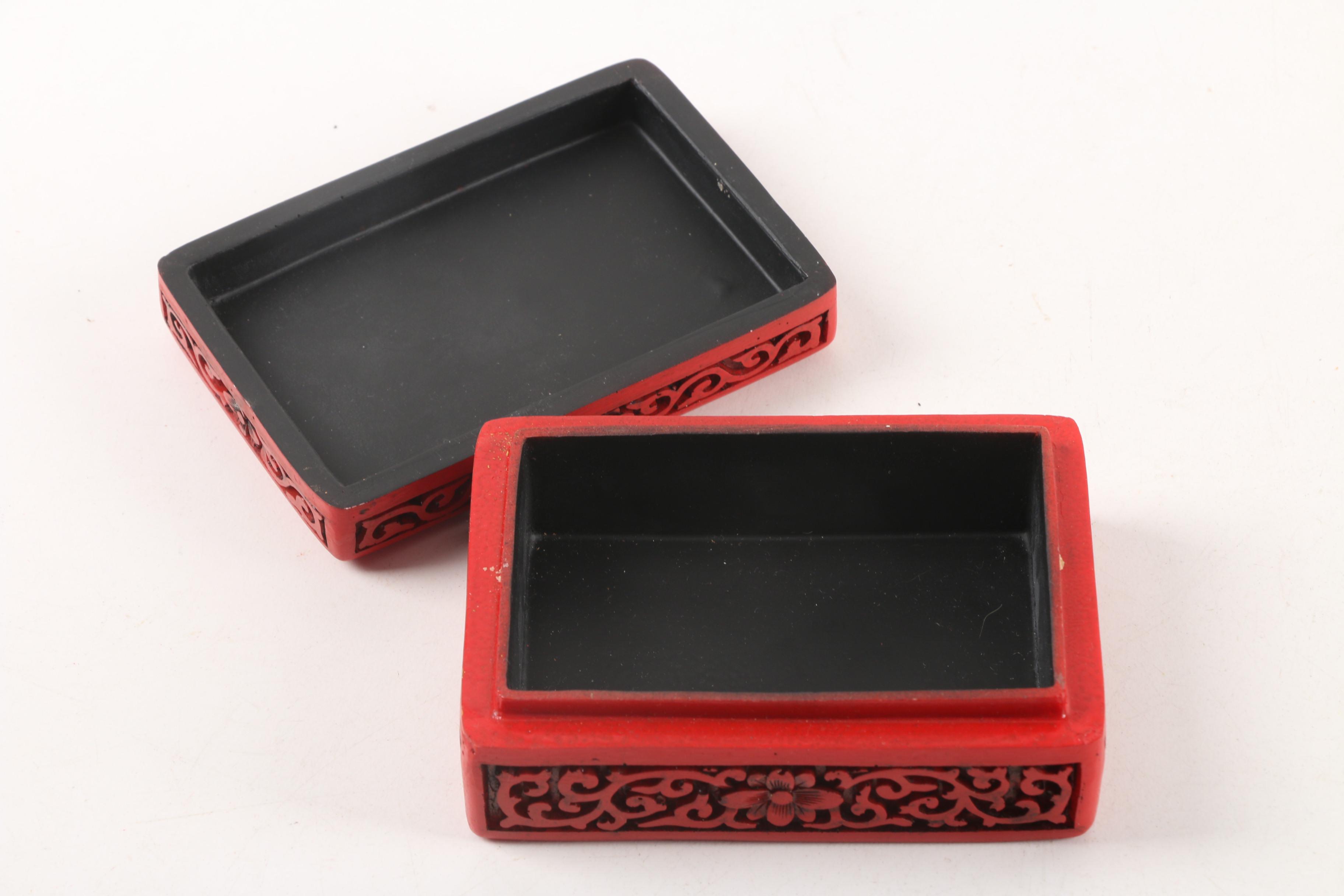 Debora Duran-Geiger Ceramic and Wood Cross with Cinnabar-Style Trinket ...