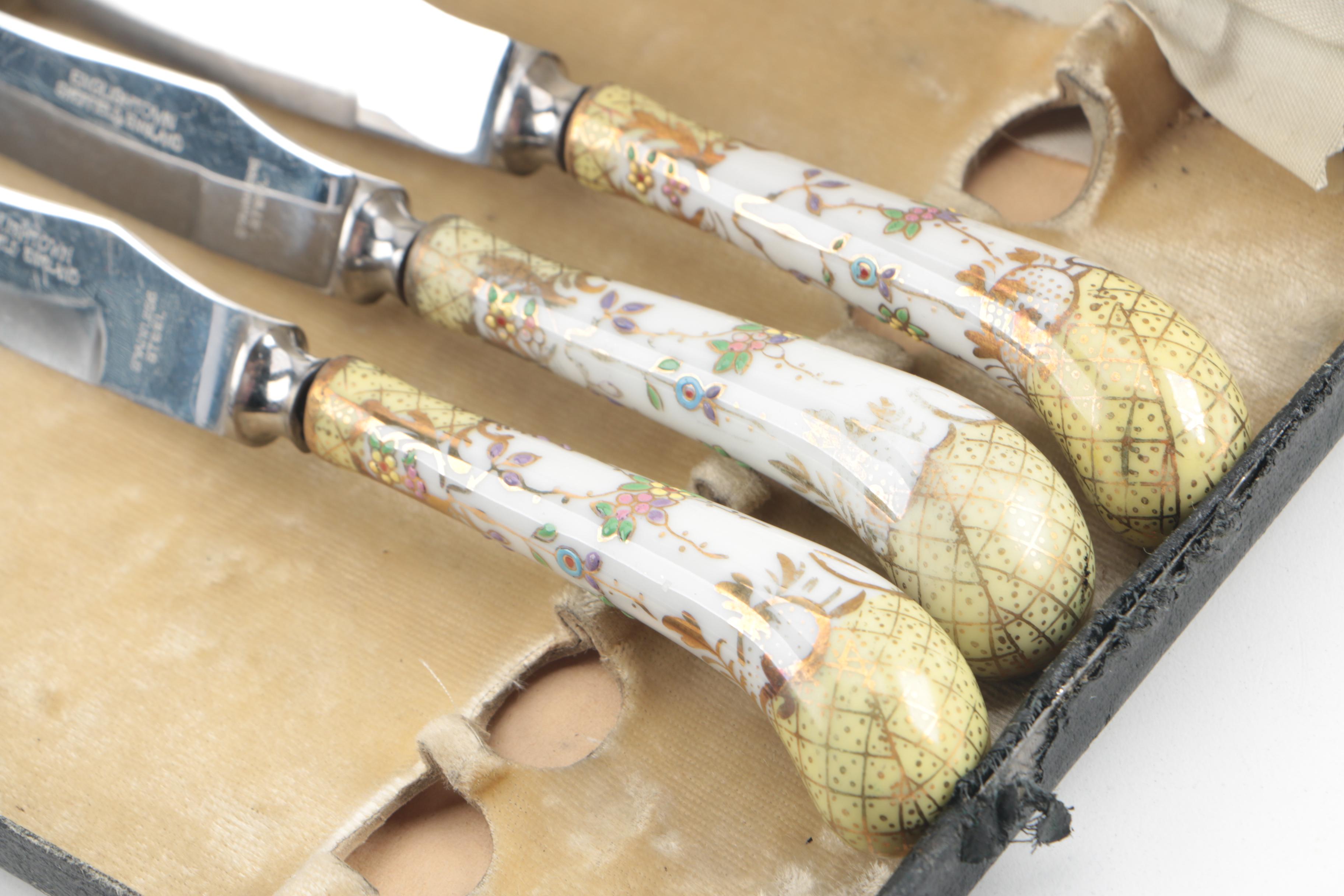 William Adams Porcelain Handled Steak Knives | EBTH