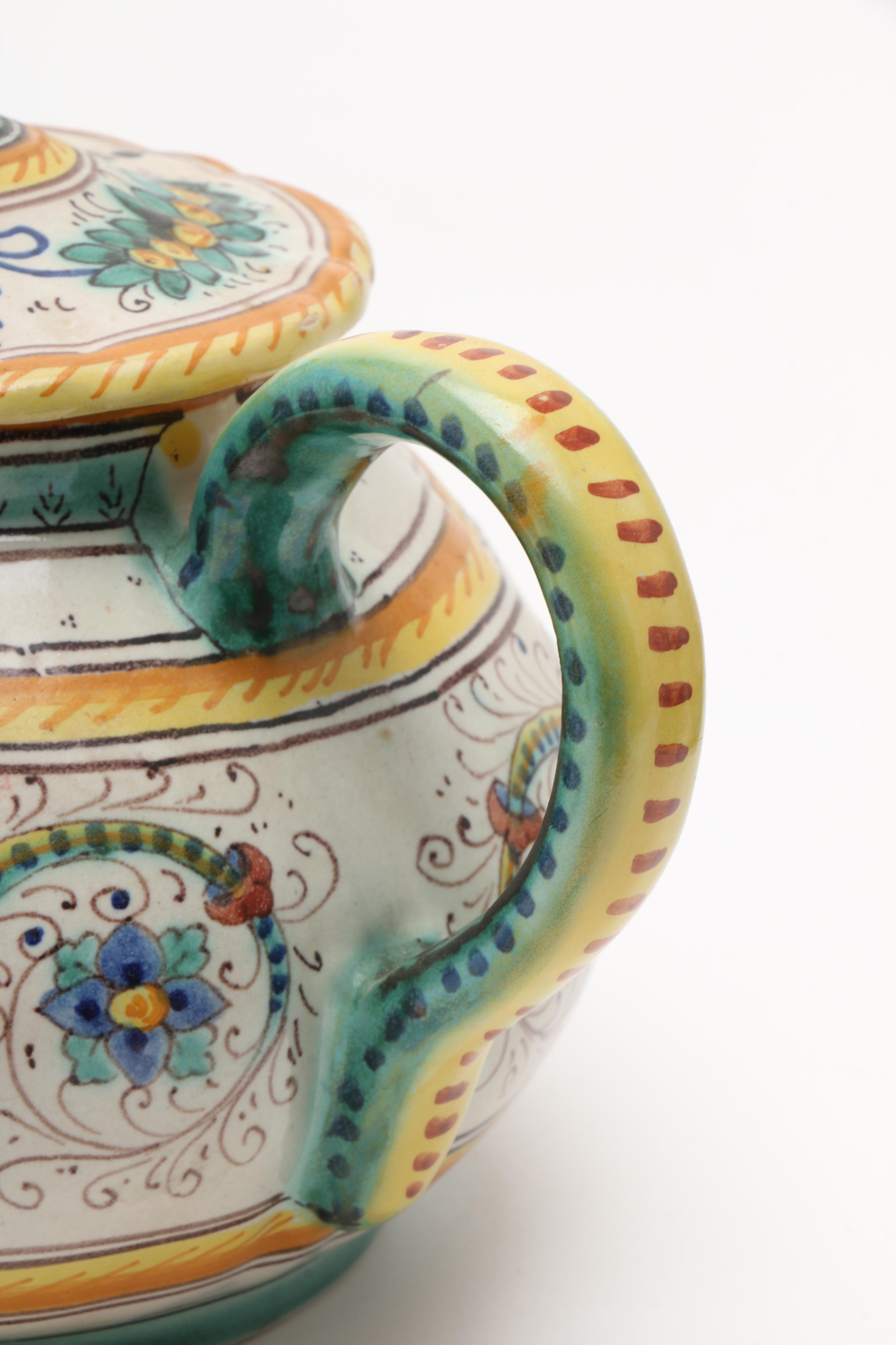 Vintage Italian Deruta Pottery Tea Set in the "Raffaellesco" Pattern | EBTH