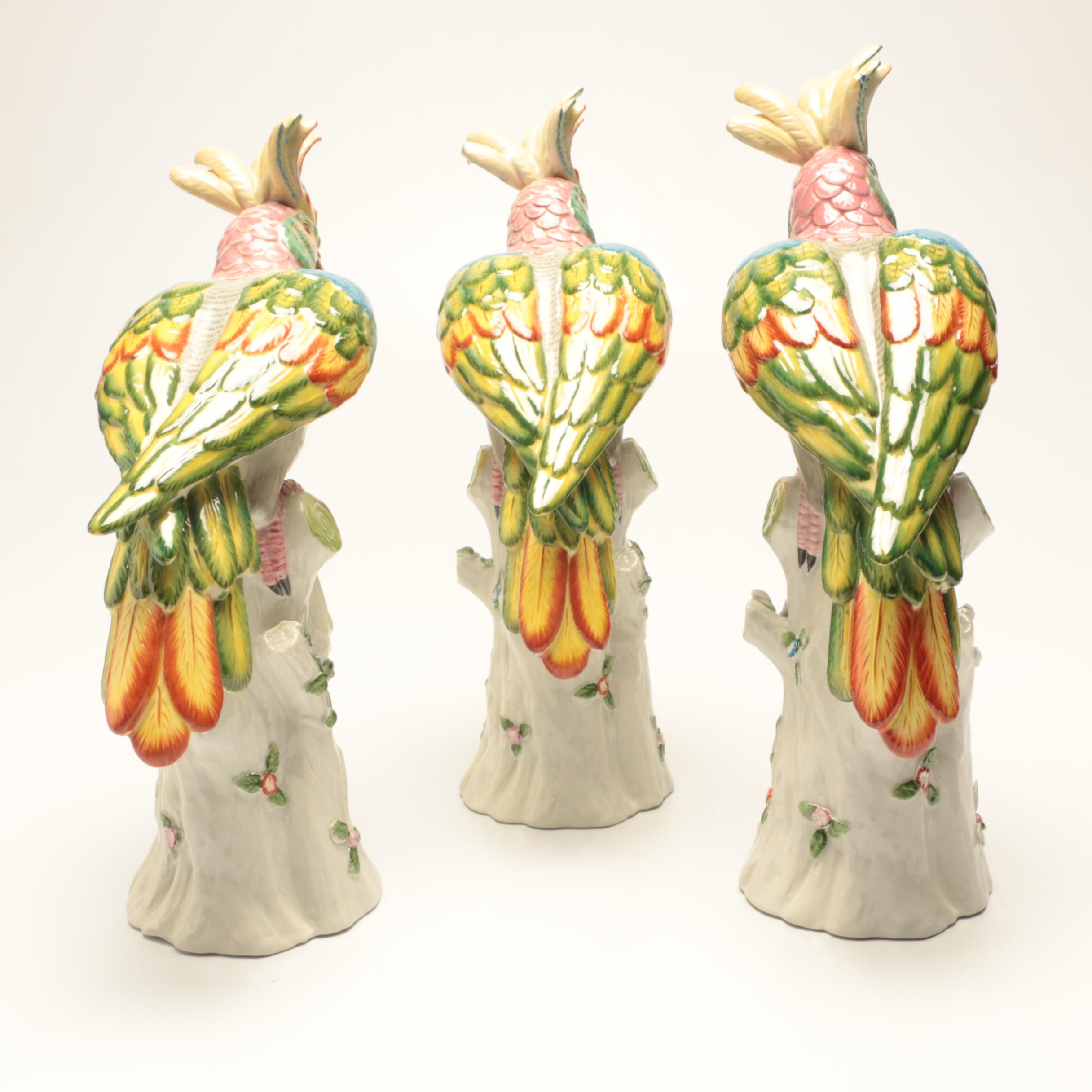 Three Jeanne Reed Ceramic Parrot Figurines | EBTH