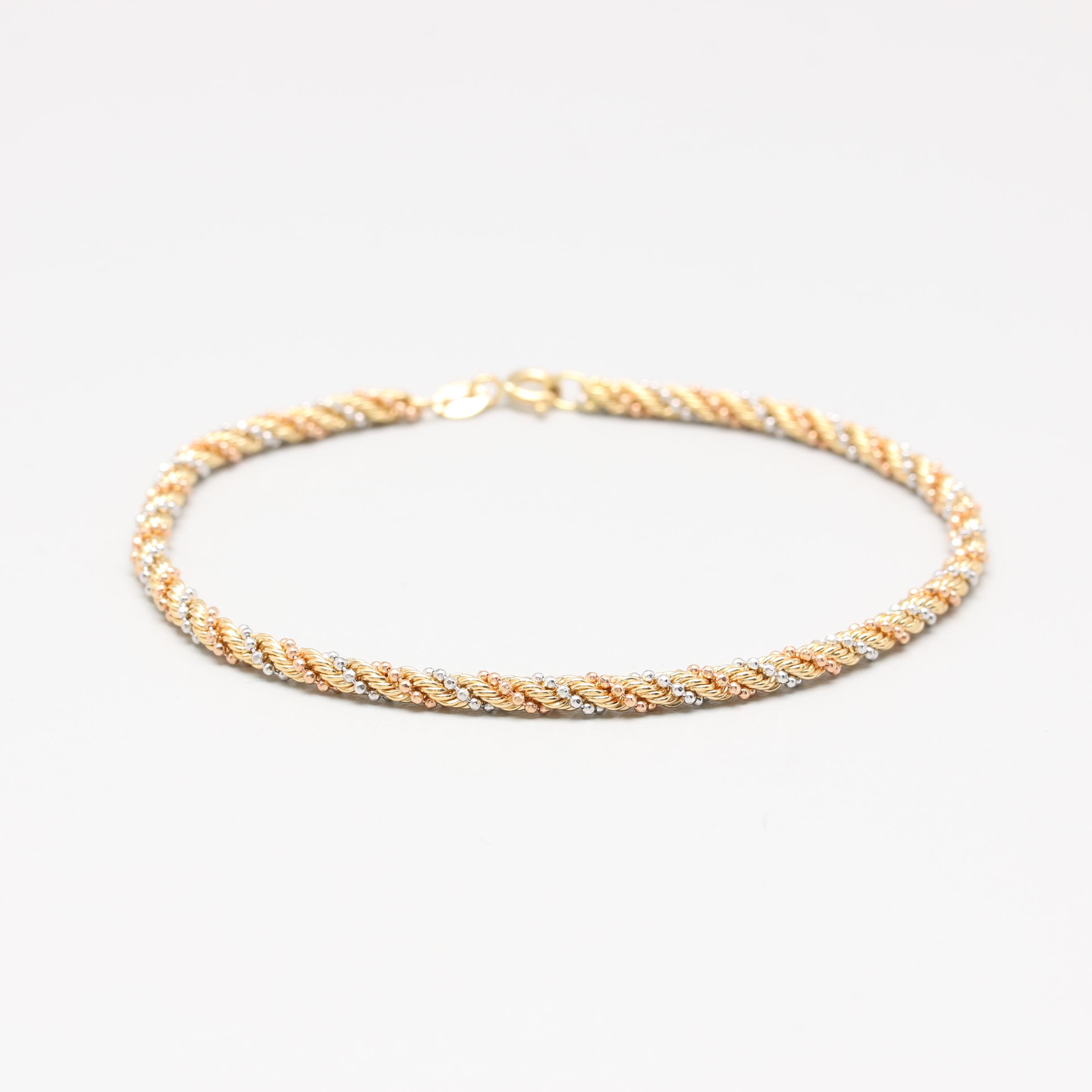 18K Tri Color Gold Chain Bracelet | EBTH