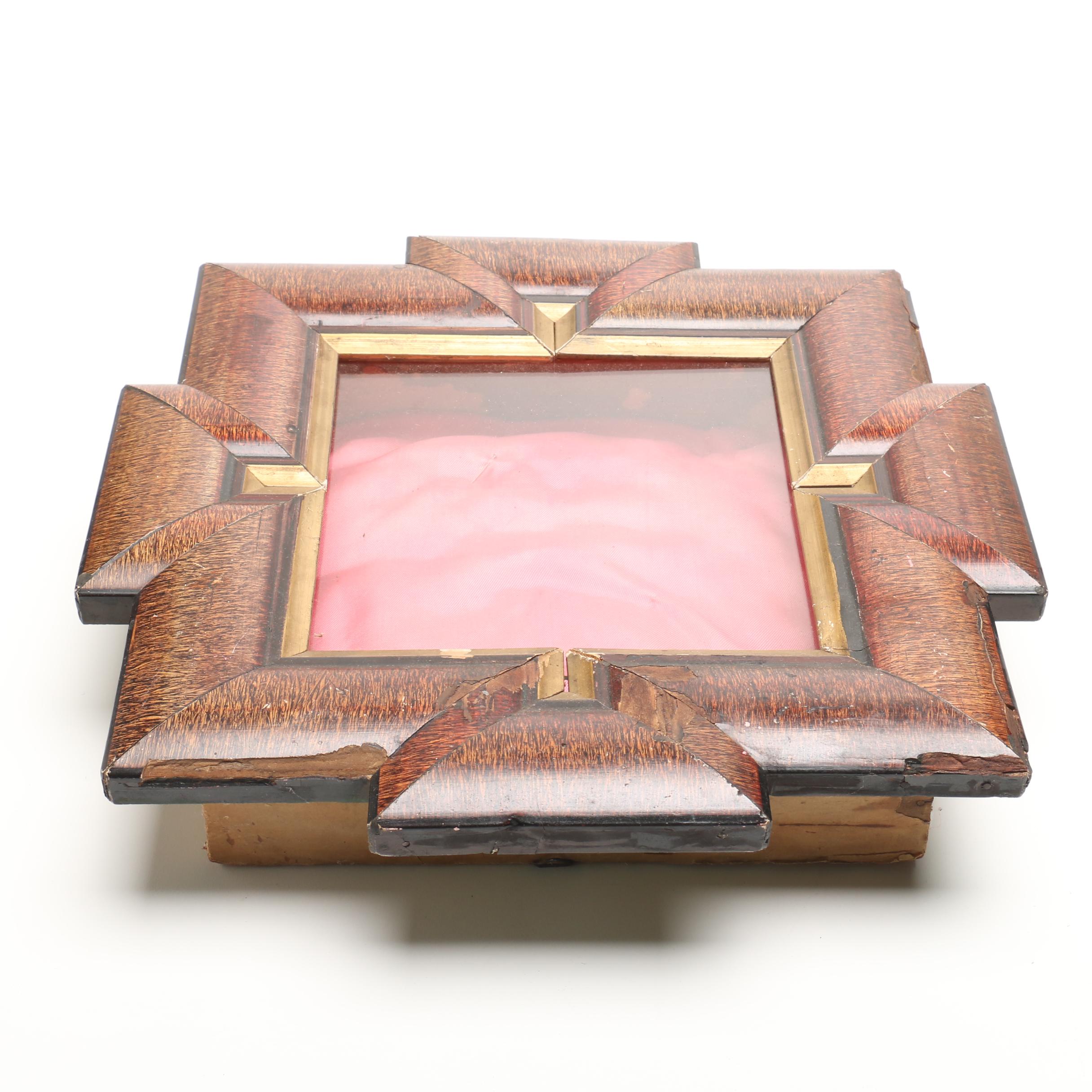 Cruciform Greek Shadowbox Frame with Hinged, Grain-Painted Lid | EBTH