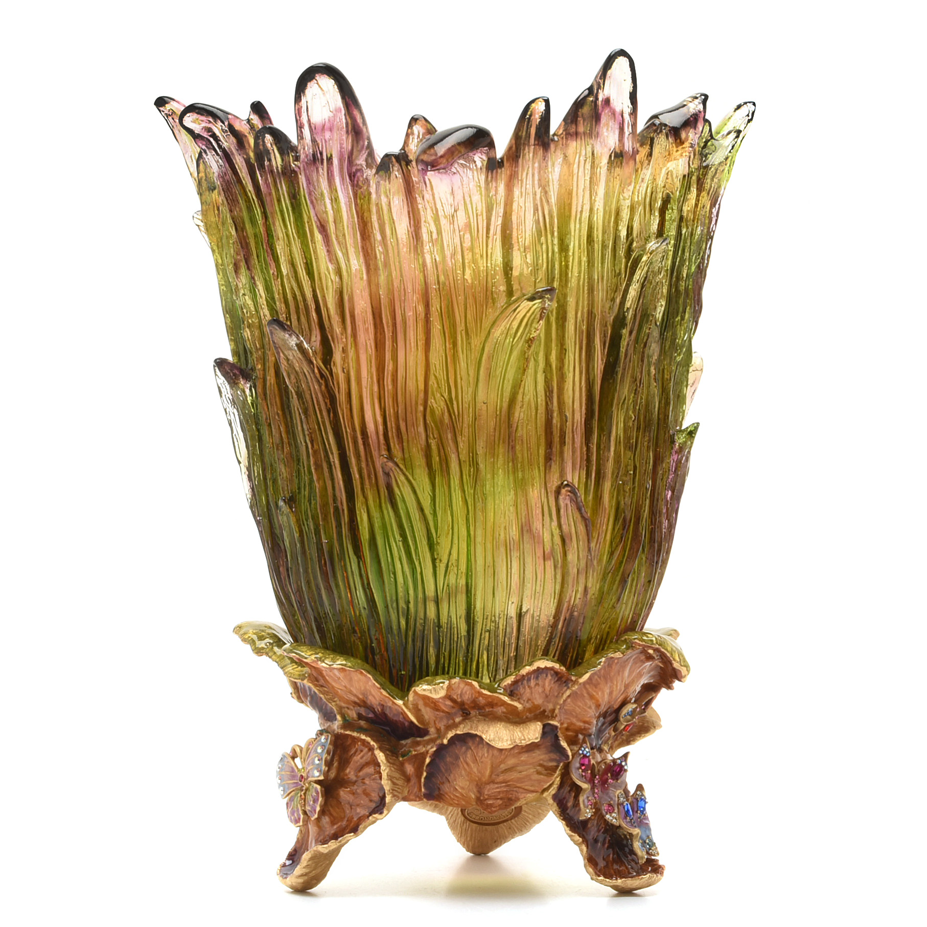 Jay Strongwater Hand-Crafted "Diana" Glass and Crystal Footed Vase | EBTH