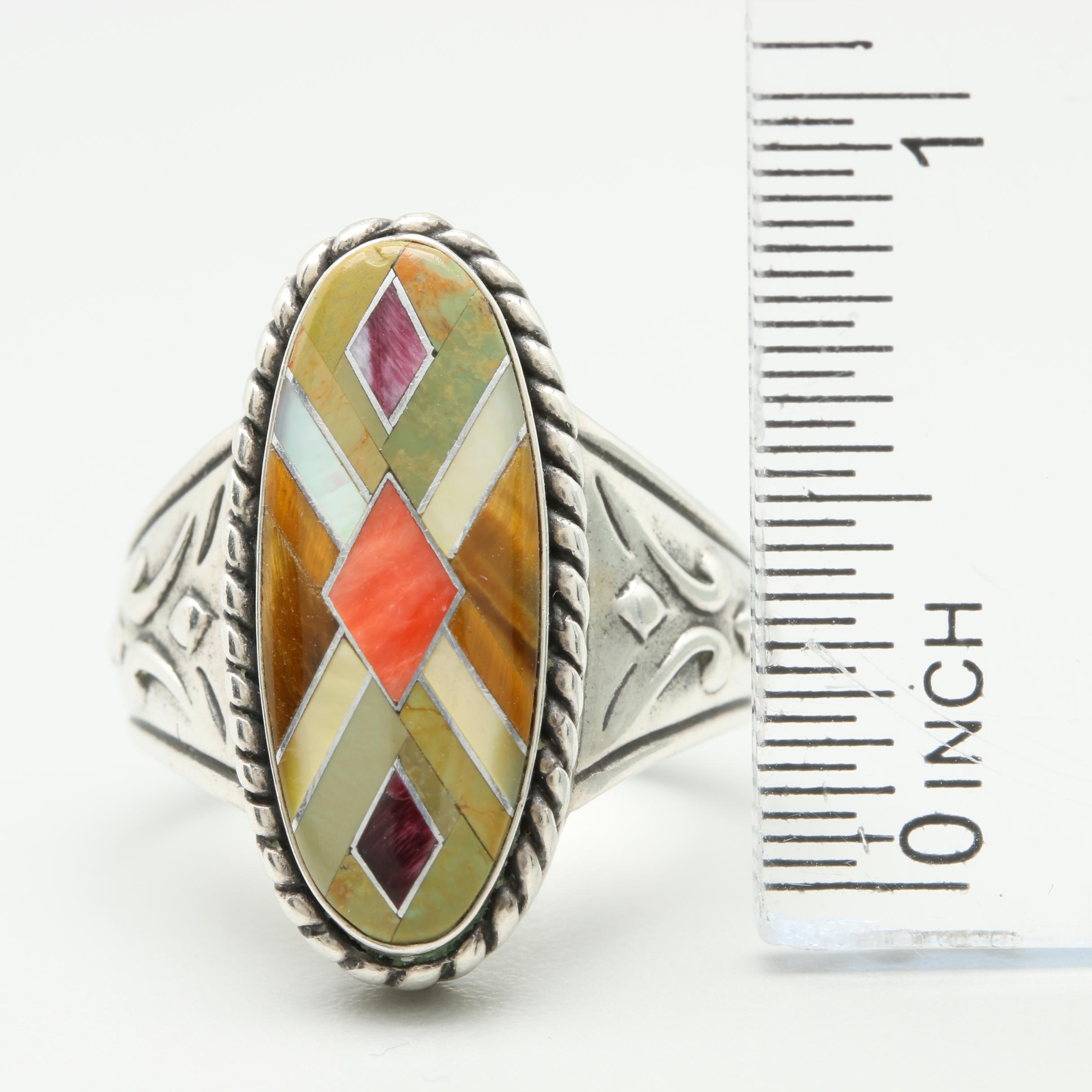 Carolyn Pollack Relios Sterling Silver Multi-Gemstone Inlay Ring | EBTH