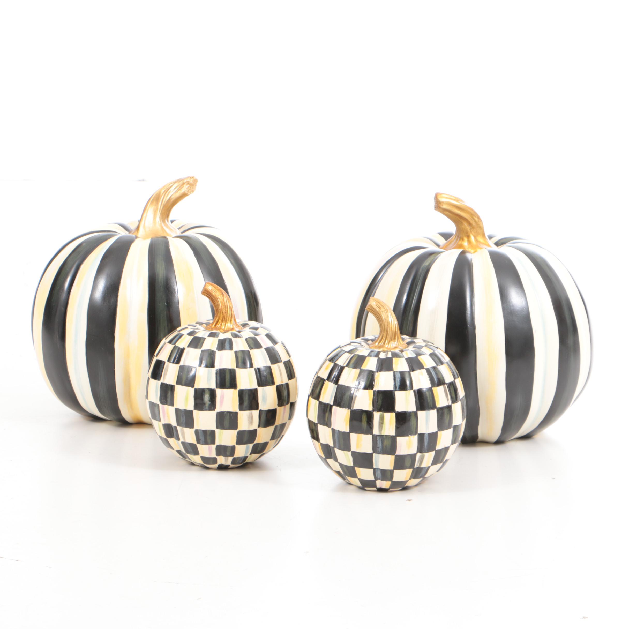 MacKenzie-Childs Courtly Checked and Striped Polyresin Pumpkins | EBTH