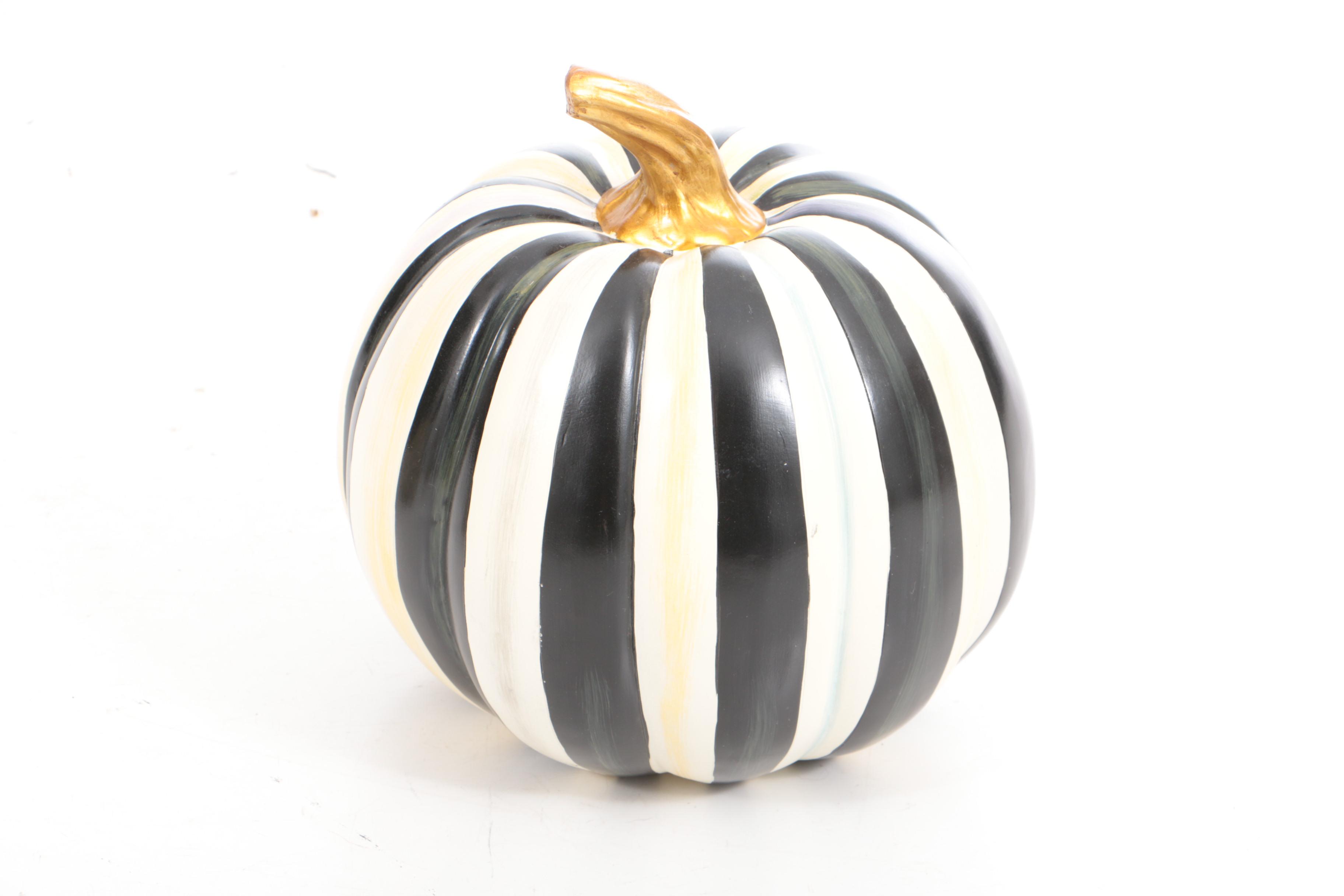 MacKenzie-Childs Courtly Checked and Striped Polyresin Pumpkins | EBTH