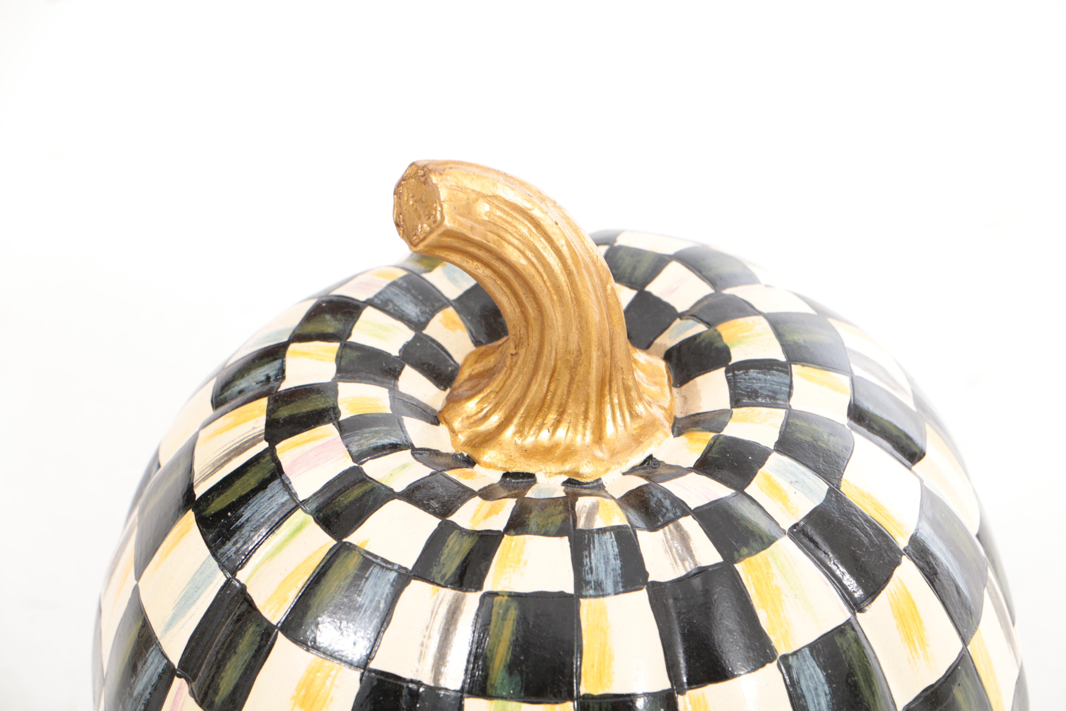 MacKenzie-Childs Courtly Checked and Striped Polyresin Pumpkins | EBTH