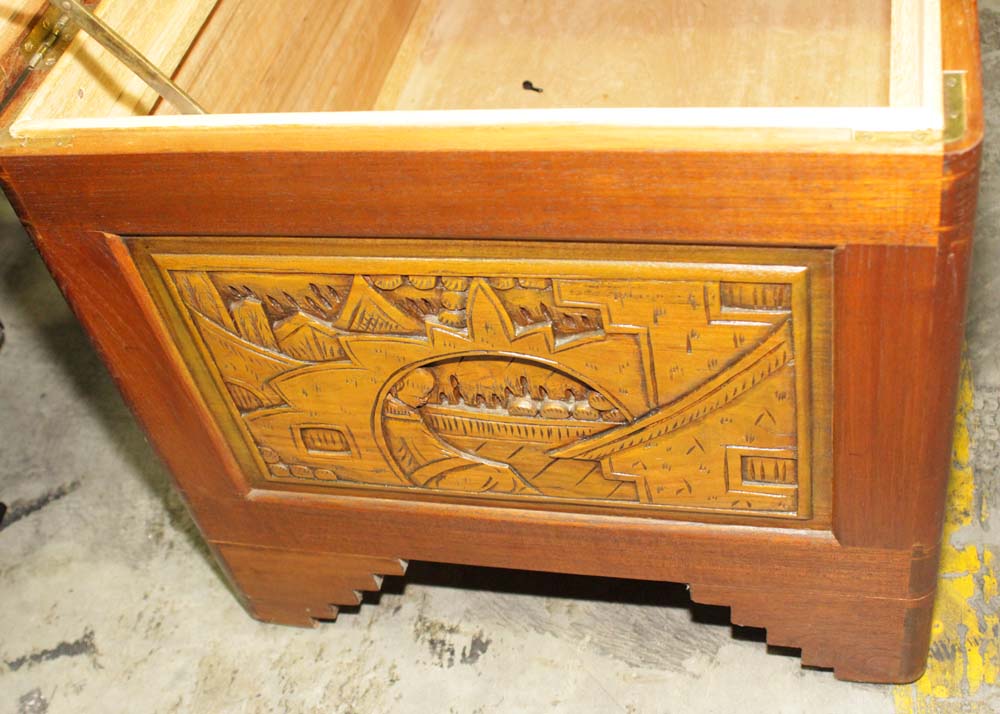 Chinese Carved Cedar Chest | EBTH