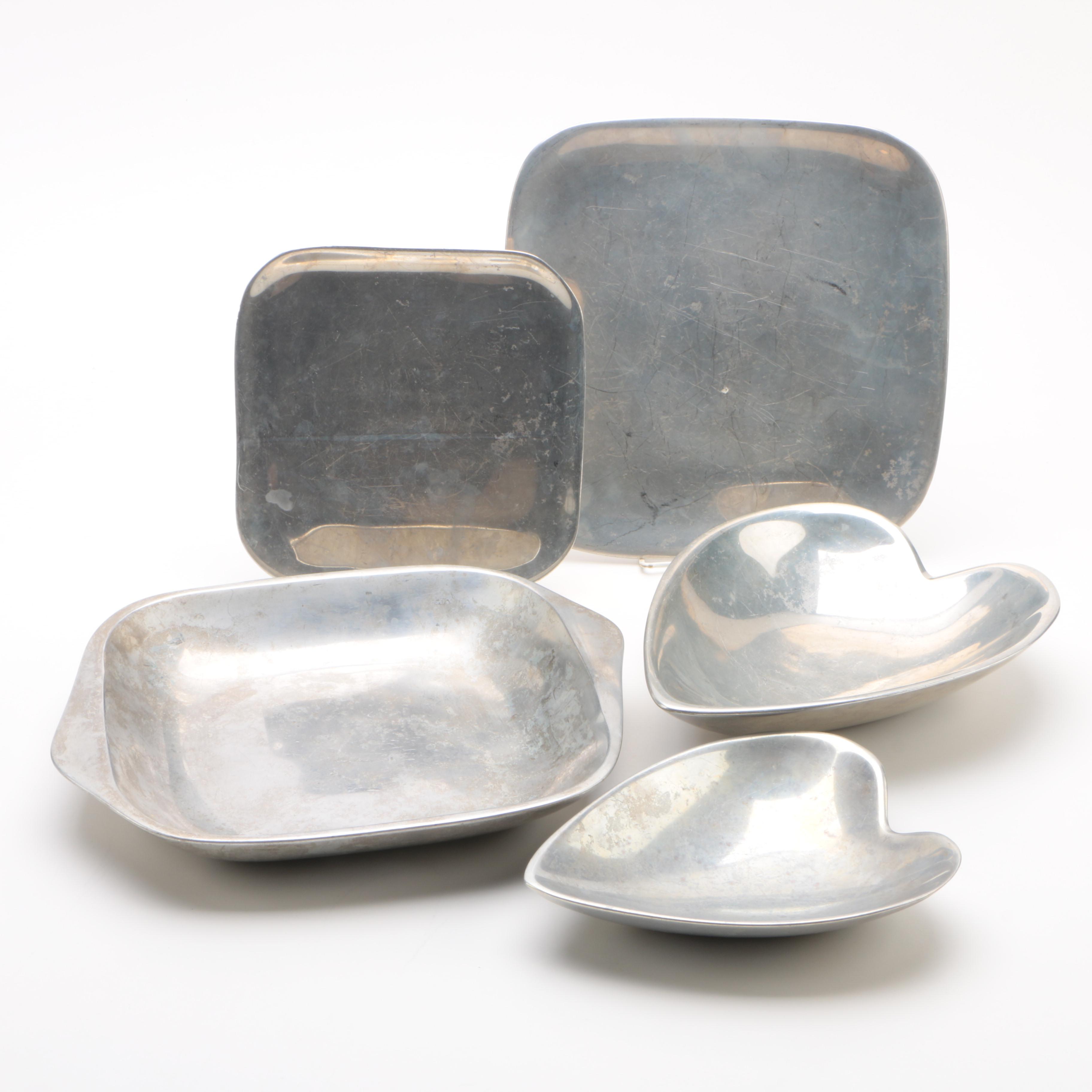 Nambé Serving Platters and Heart Shaped Bowls | EBTH