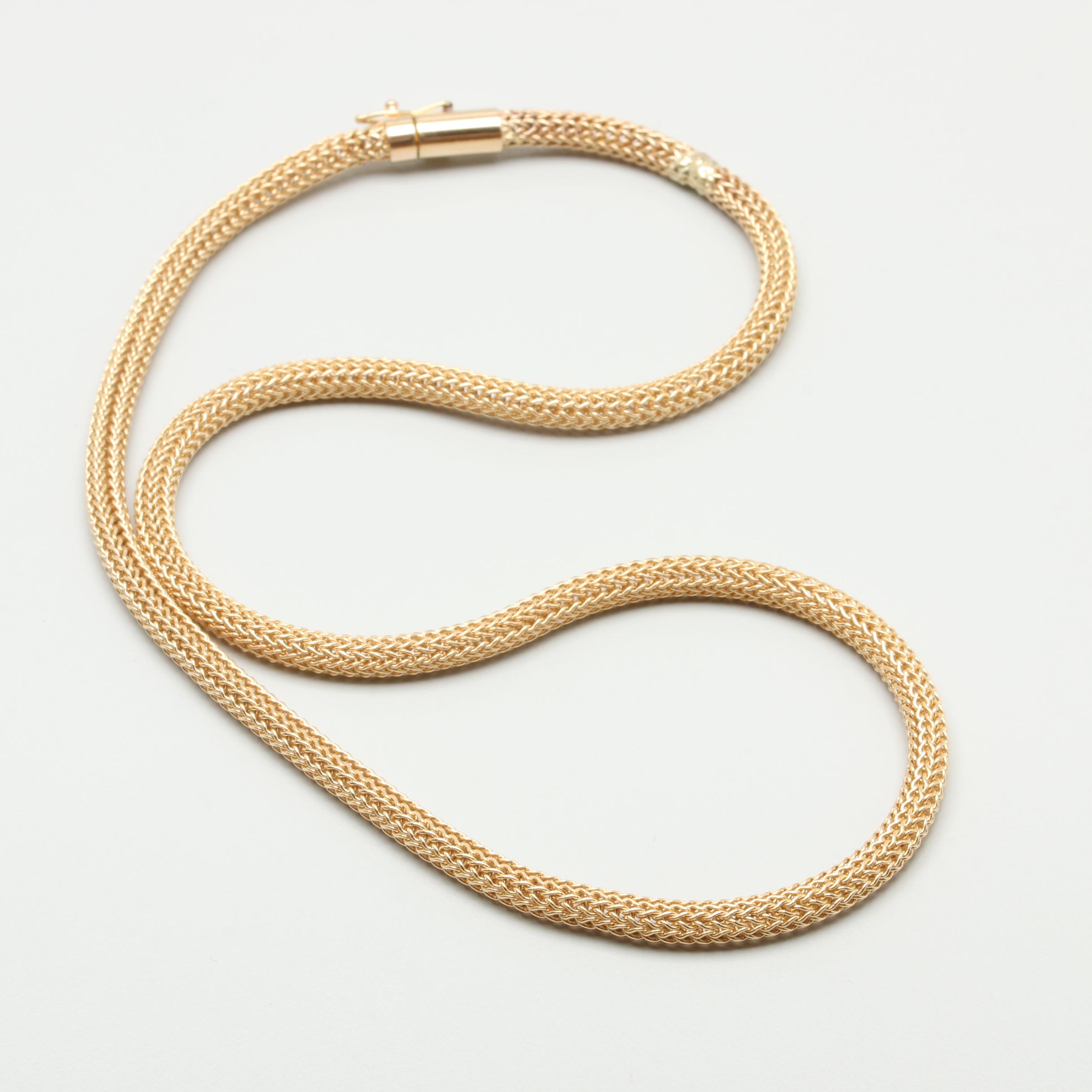 14K Yellow Gold Round Mesh Chain Necklace | EBTH