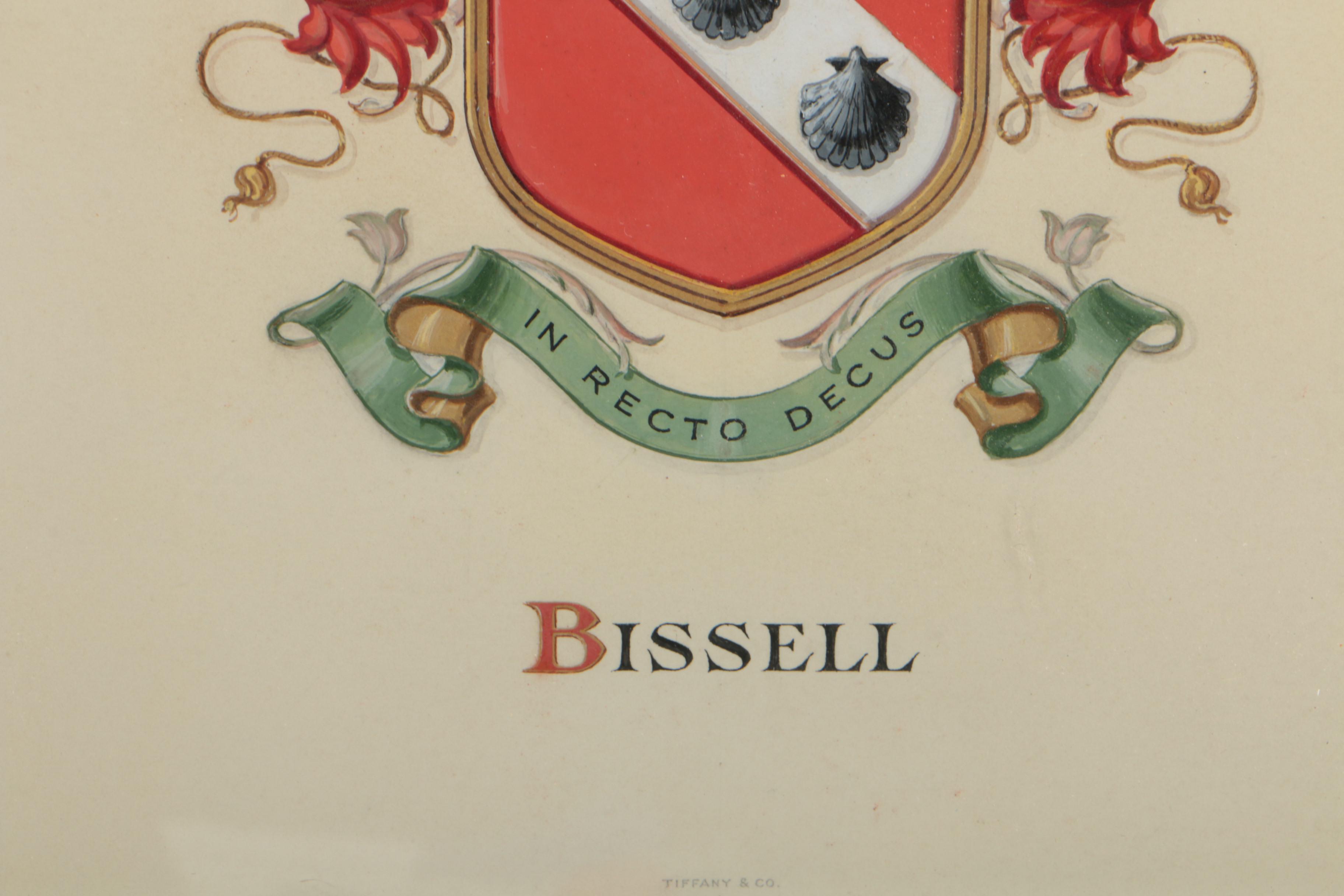 Watercolor Painting on Paper of Bissell Family Coat-of Arms | EBTH