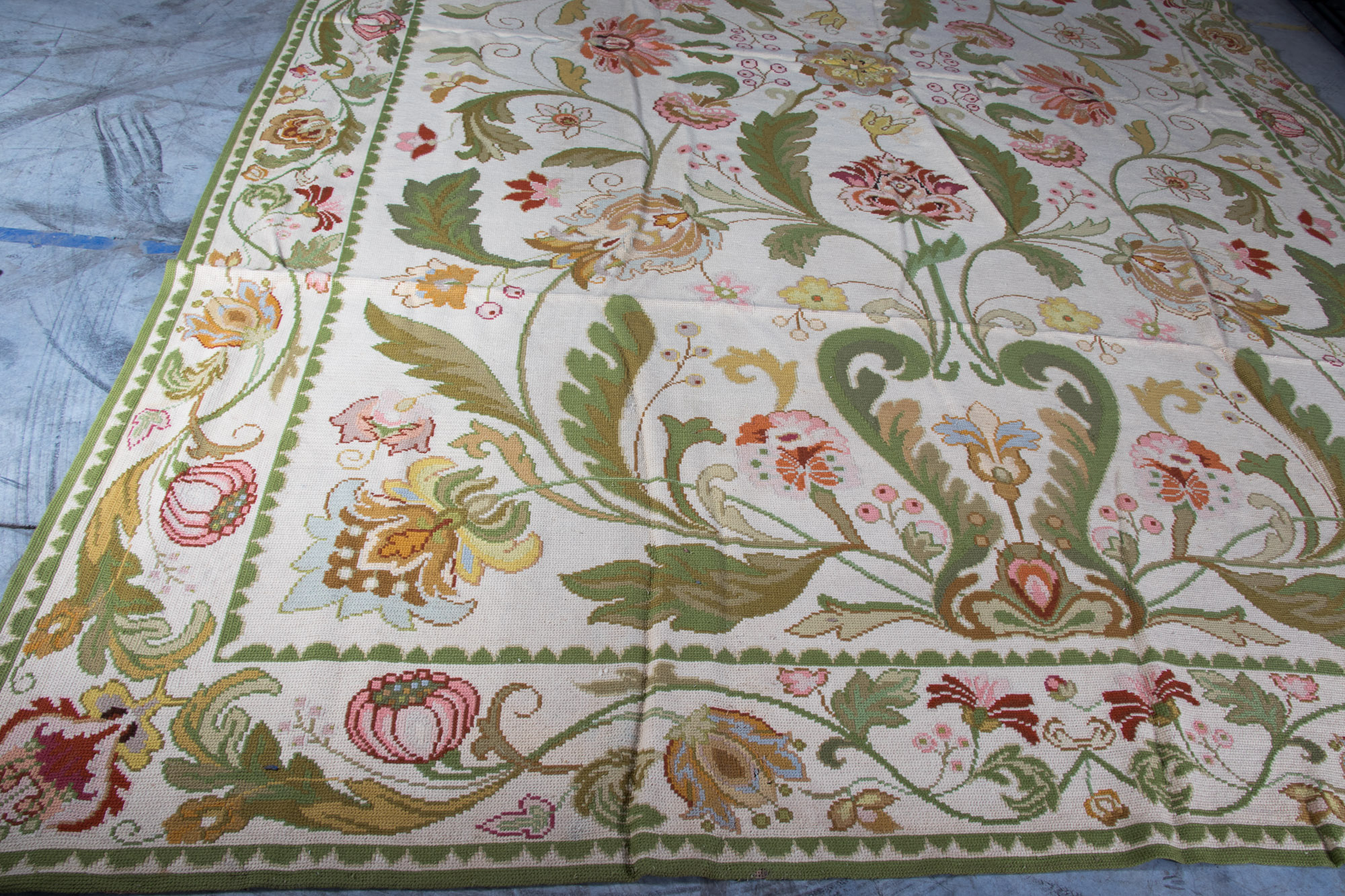 Vintage Directoire Style Needlepoint Area Rug | EBTH