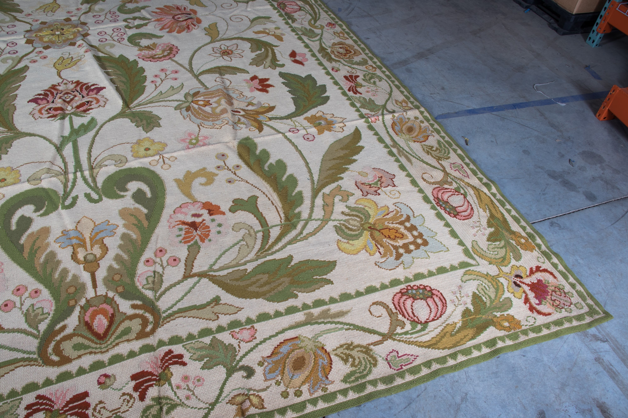 Vintage Directoire Style Needlepoint Area Rug | EBTH