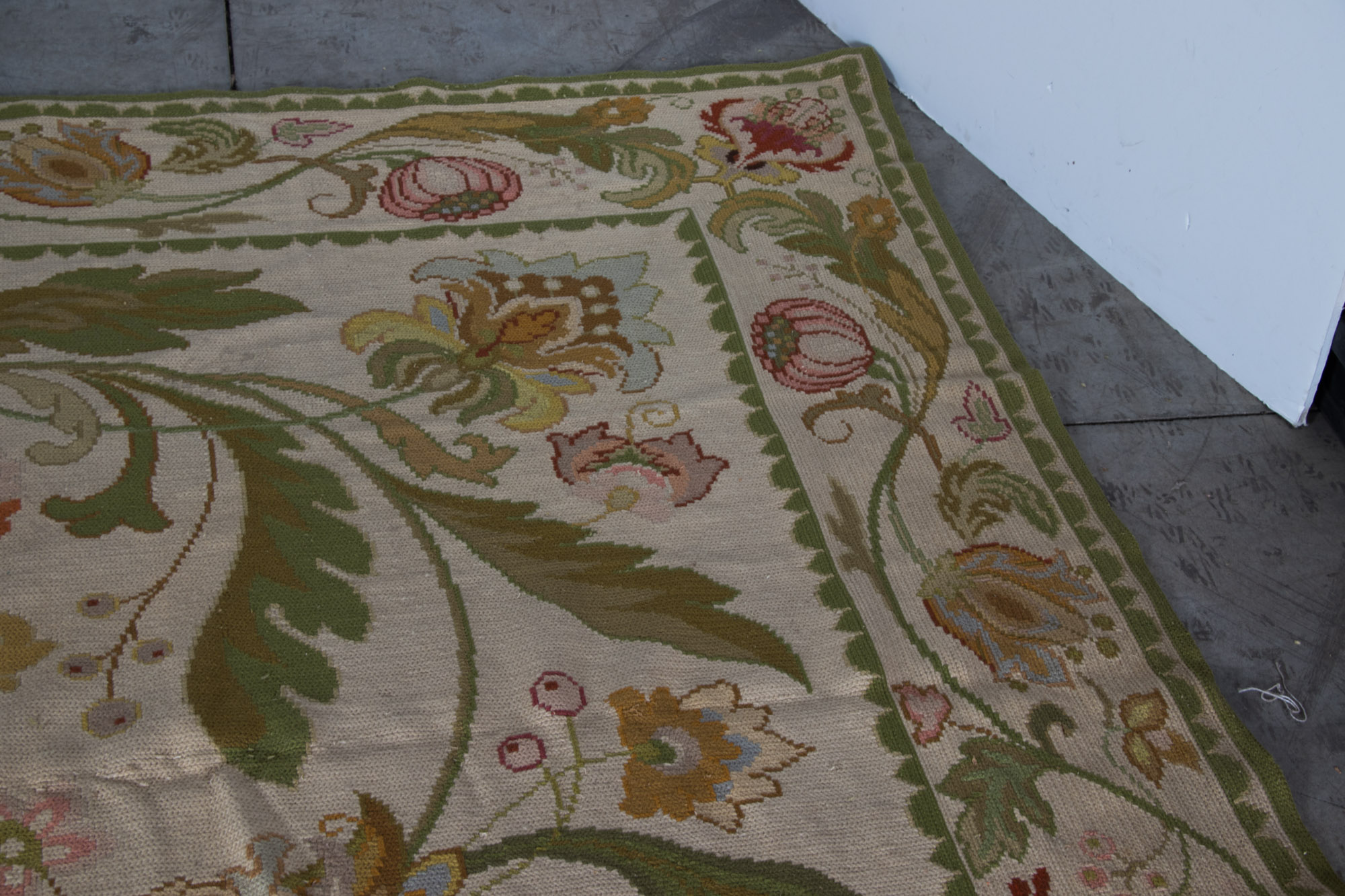 Vintage Directoire Style Needlepoint Area Rug | EBTH