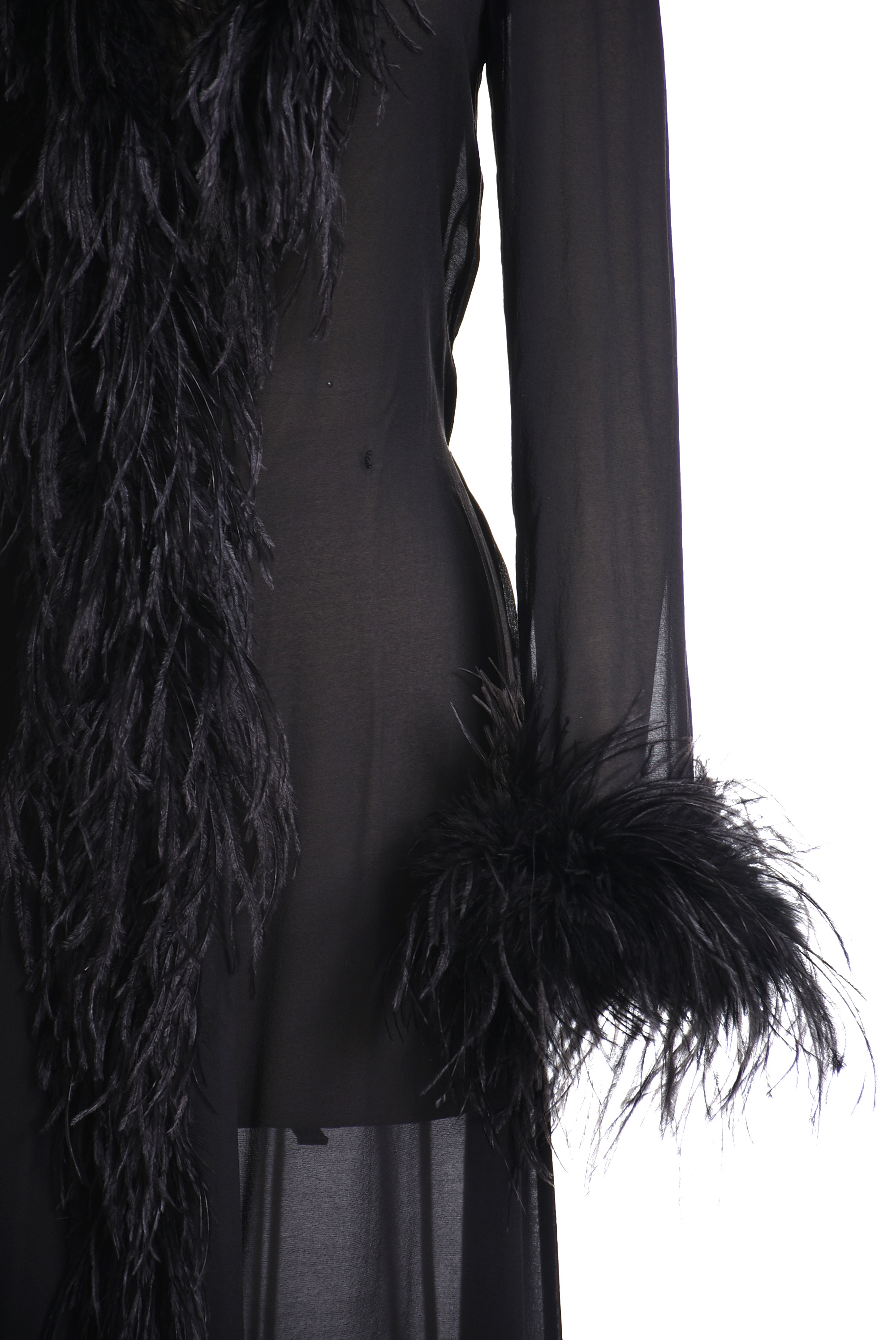 Agent Provocateur Black Silk and Ostrich Feather Peignoir Dressing Gown ...
