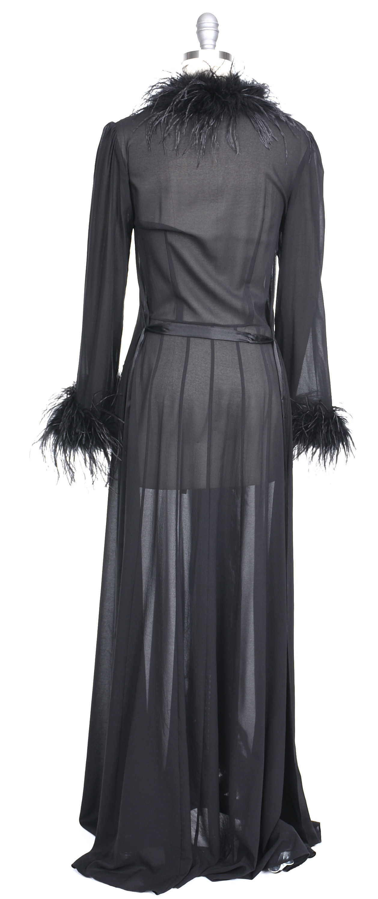 Agent Provocateur Black Silk and Ostrich Feather Peignoir Dressing Gown ...